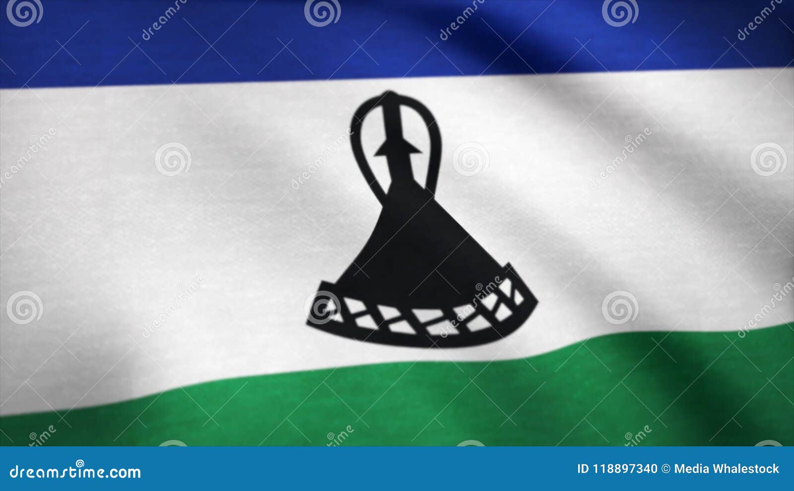 Flag of Lesotho, Slow Motion Waving. Flag of Lesotho. Rendered Using ...