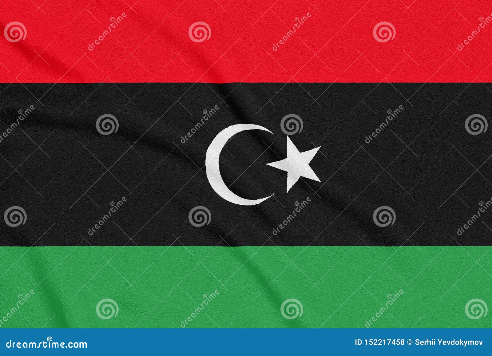 Flag of Libya on Textured Fabric. Patriotic Symbol Stock Photo - Image ...