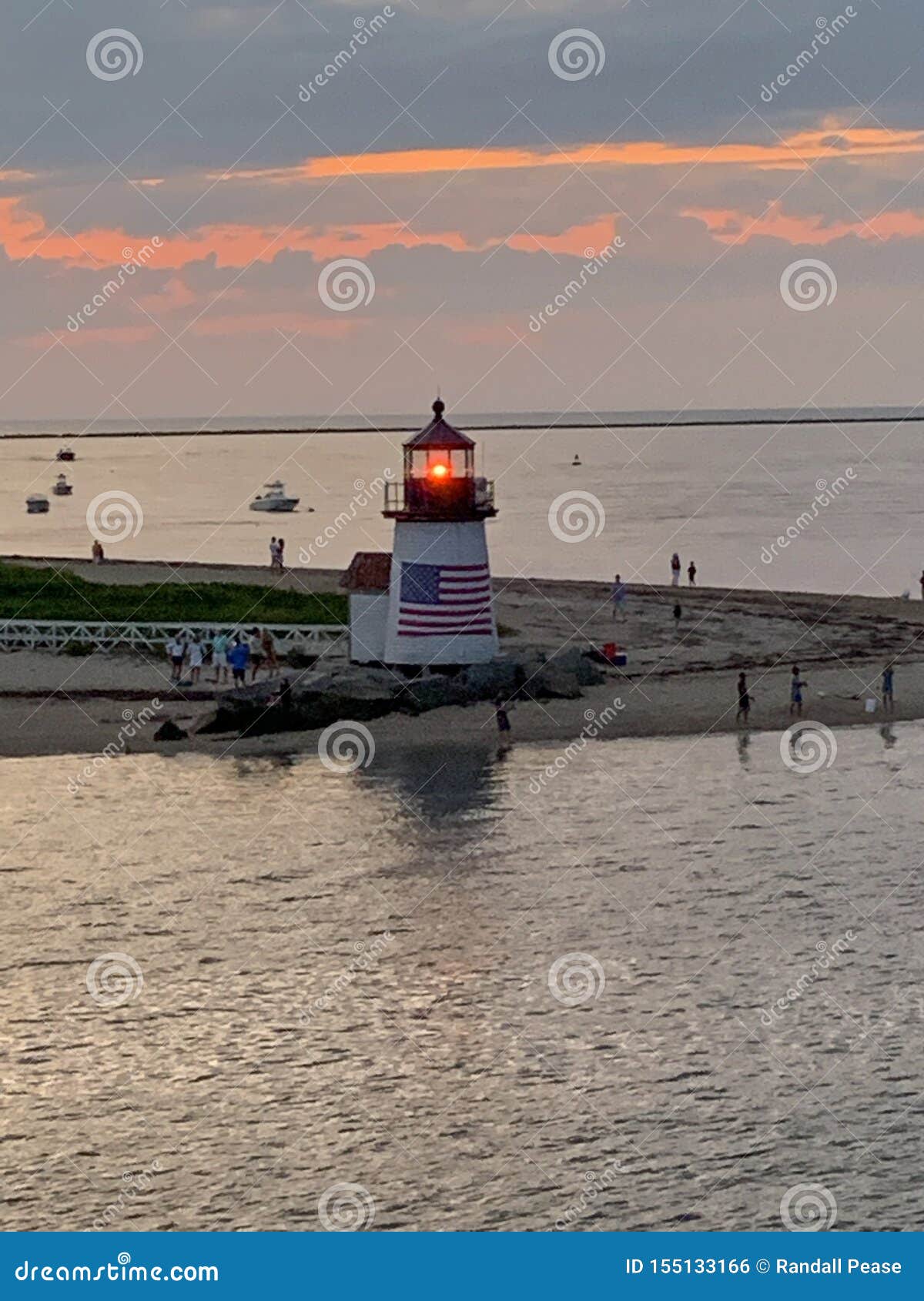 Flag Lighthouse on Nantucket Stock Photo - Image of light, nantucket ...