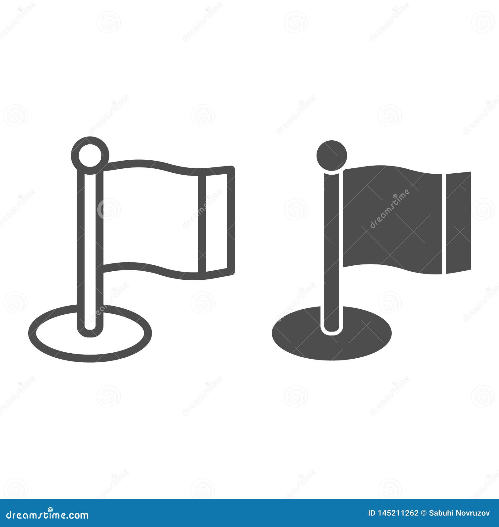 Flag Line and Glyph Icon. Flagpole Vector Illustration Isolated on ...