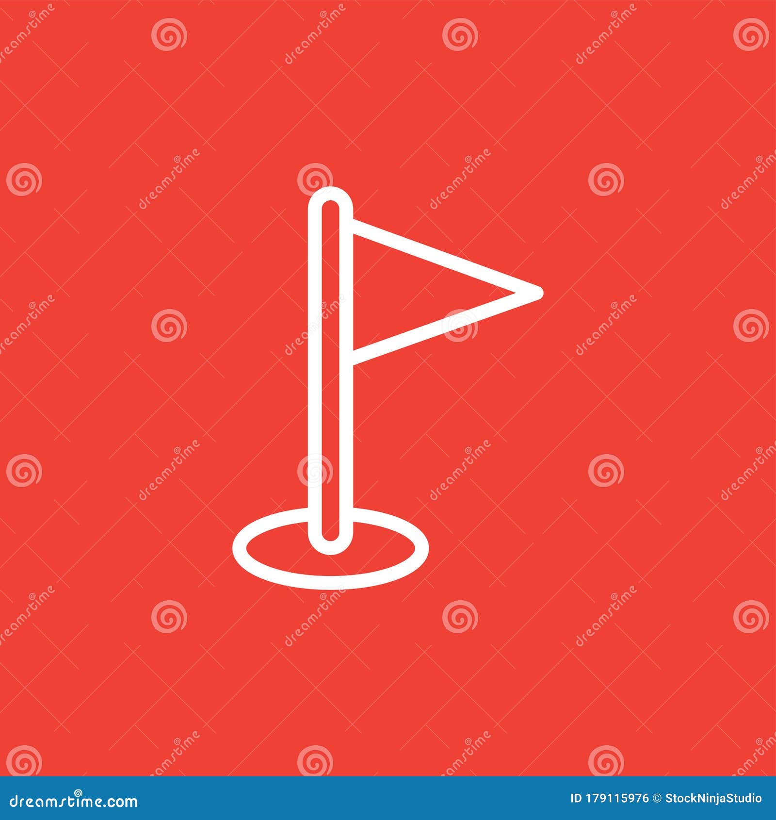 Flag Line Icon on Red Background. Red Flat Style Vector Illustration ...