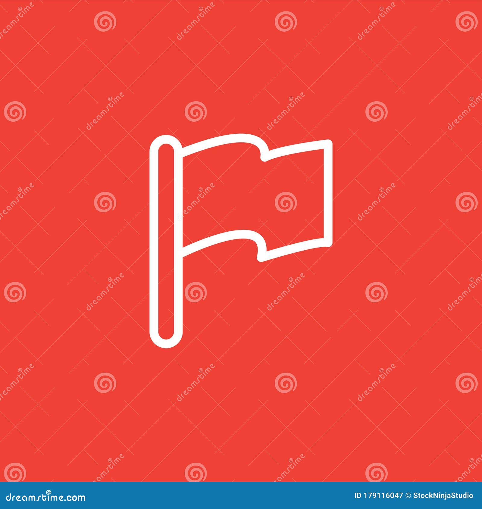 Flag Line Icon on Red Background. Red Flat Style Vector Illustration ...