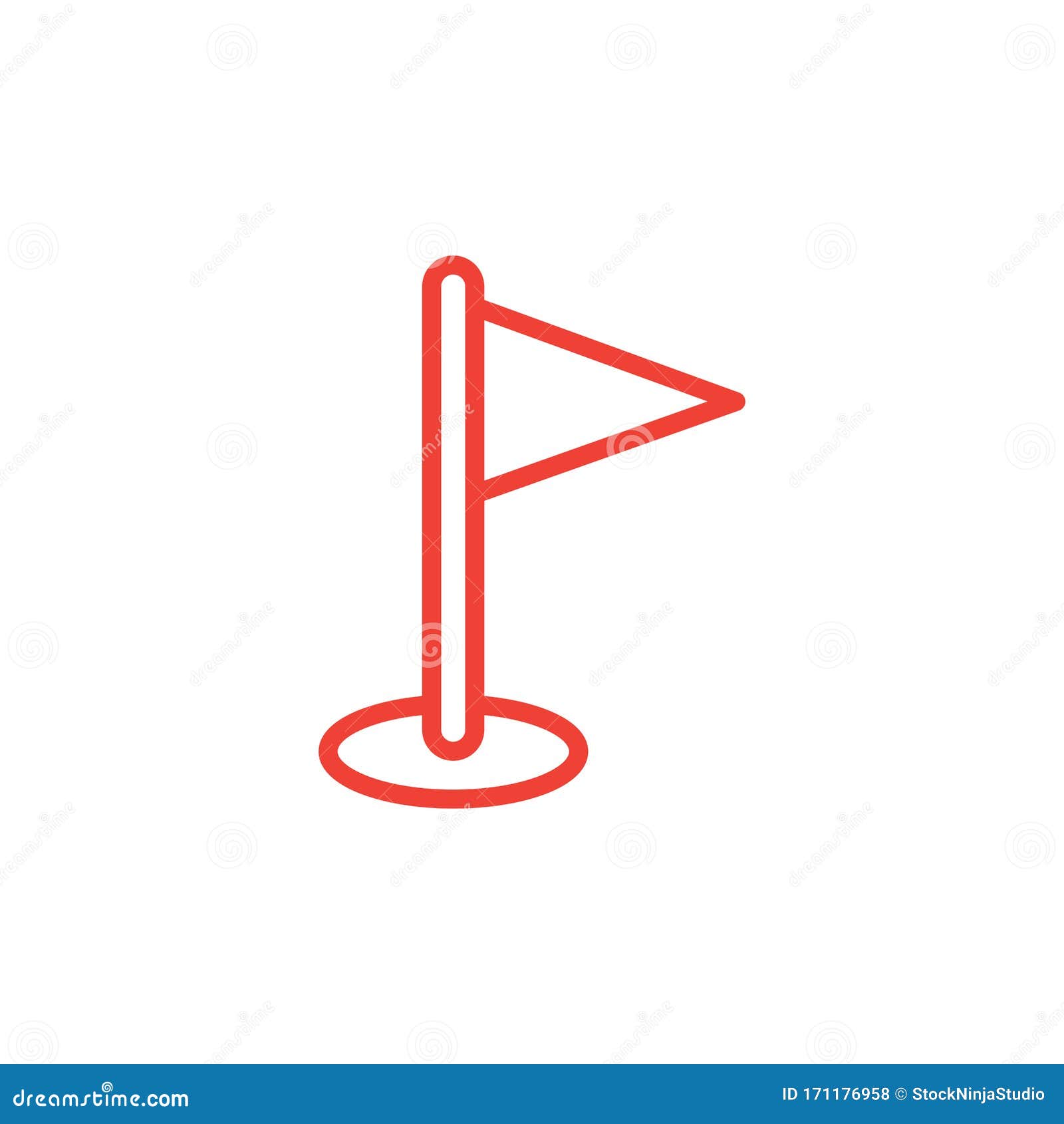 Flag Line Red Icon on White Background. Red Flat Style Vector ...