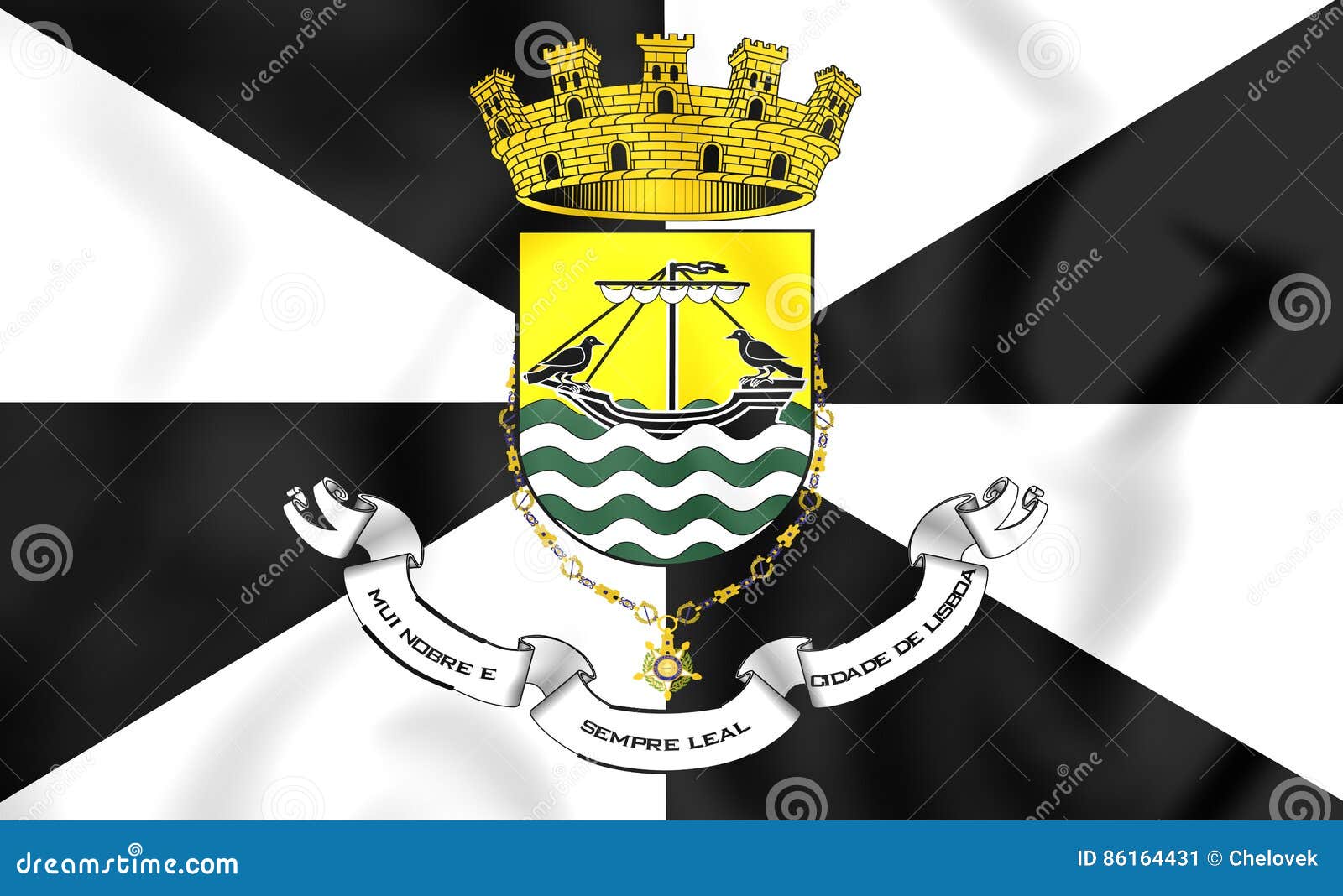 Flag of Lisbon, Portugal. stock illustration. Illustration of waving ...