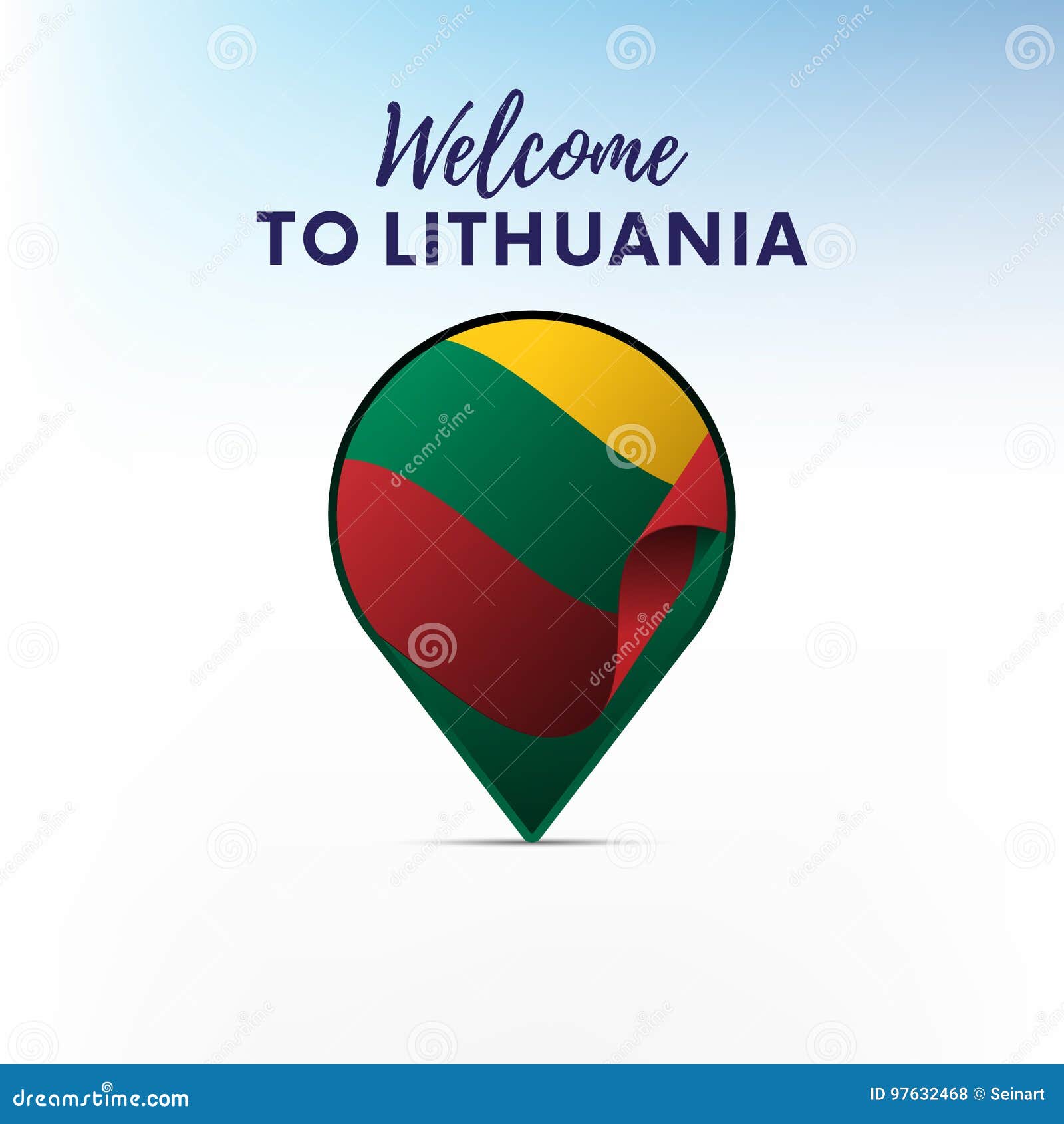 Flag of Lithuania in Shape of Map Pointer or Marker. Welcome To ...
