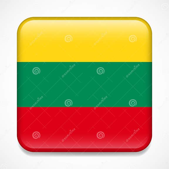Flag of Lithuania. Square Glossy Badge Stock Vector - Illustration of ...