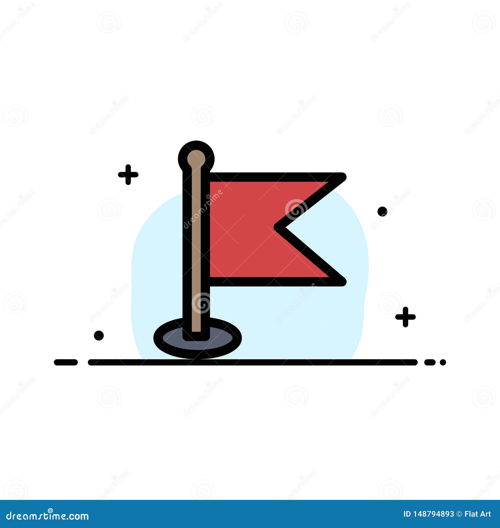 Flag, Location, Map, World Business Flat Line Filled Icon Vector Banner ...