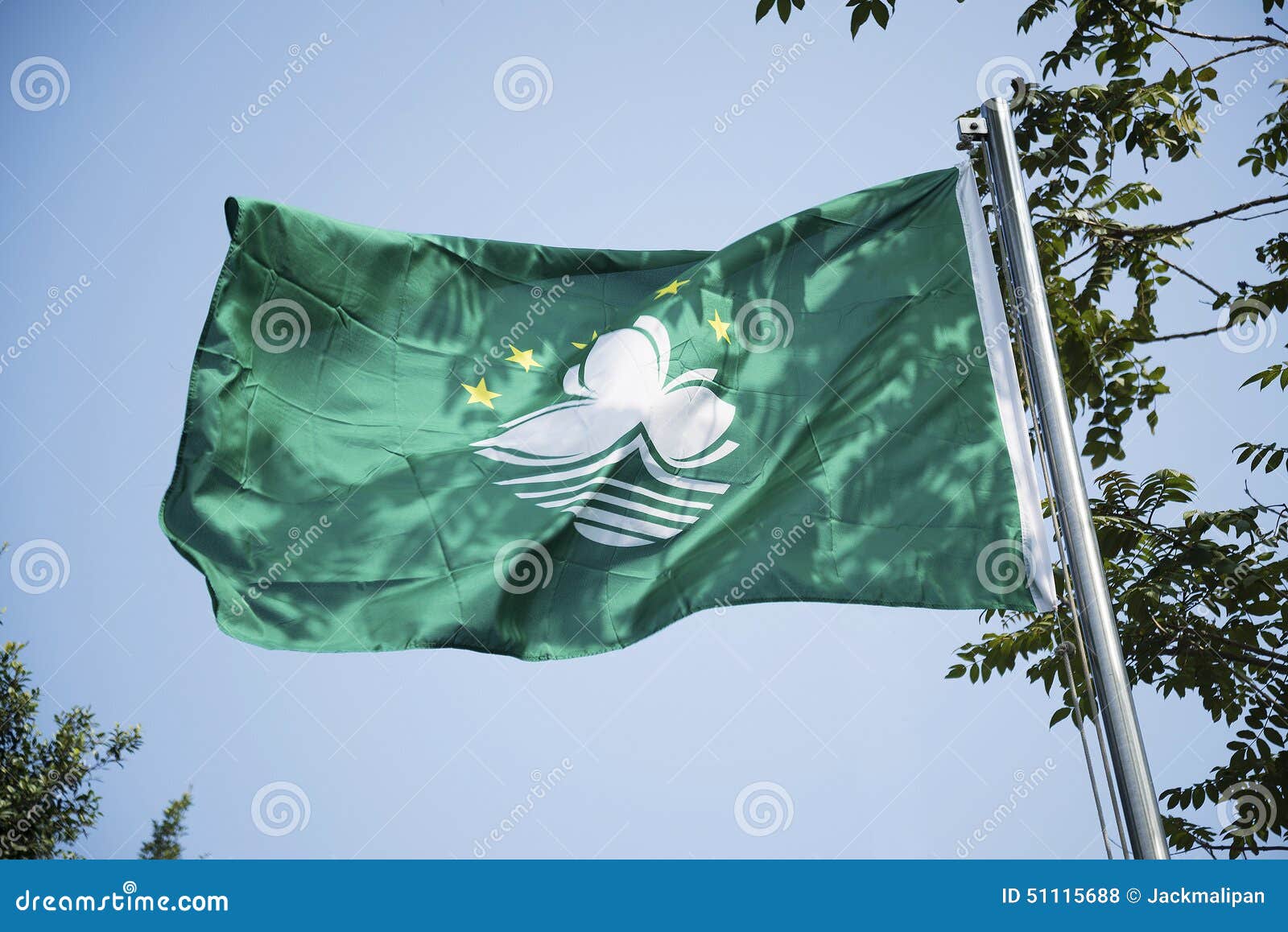 Flag of Macau China Outdoors Stock Photo - Image of flag, china: 51115688