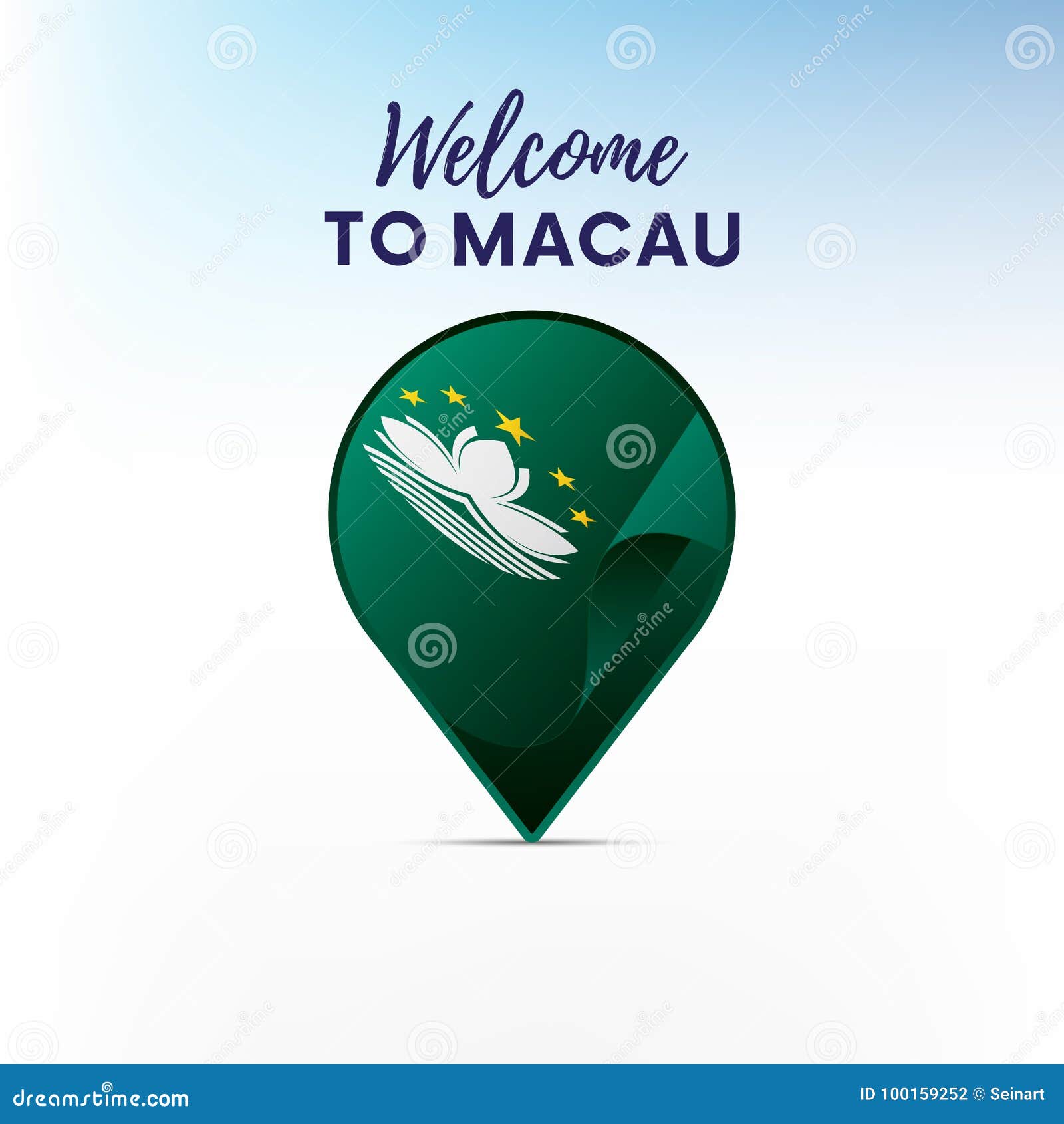 Flag of Macau in Shape of Map Pointer or Marker. Welcome To Macau ...