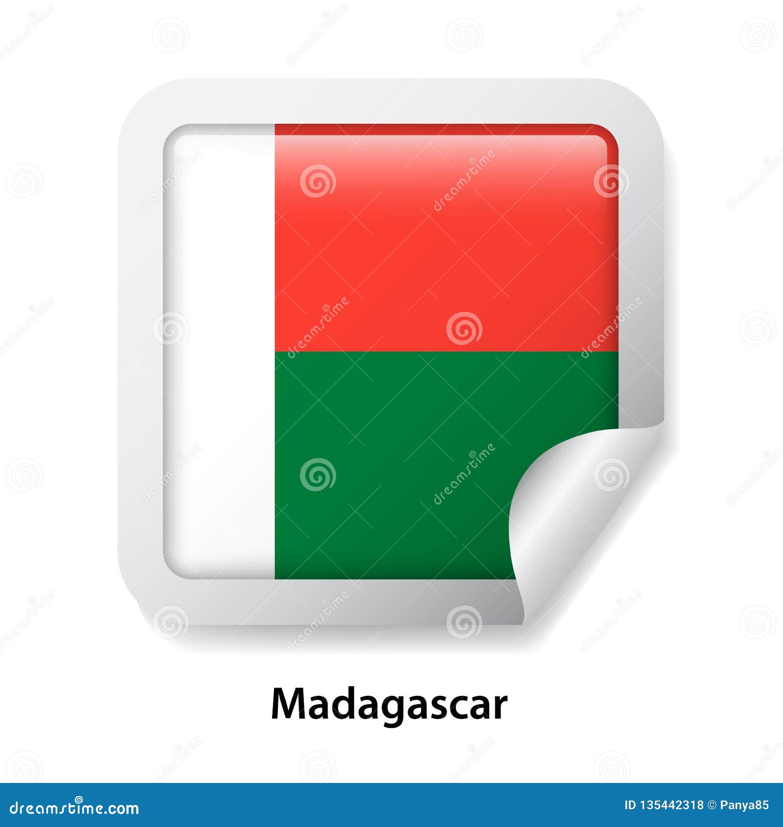 Flag of Madagascar. Round Glossy Sticker Stock Vector - Illustration of ...
