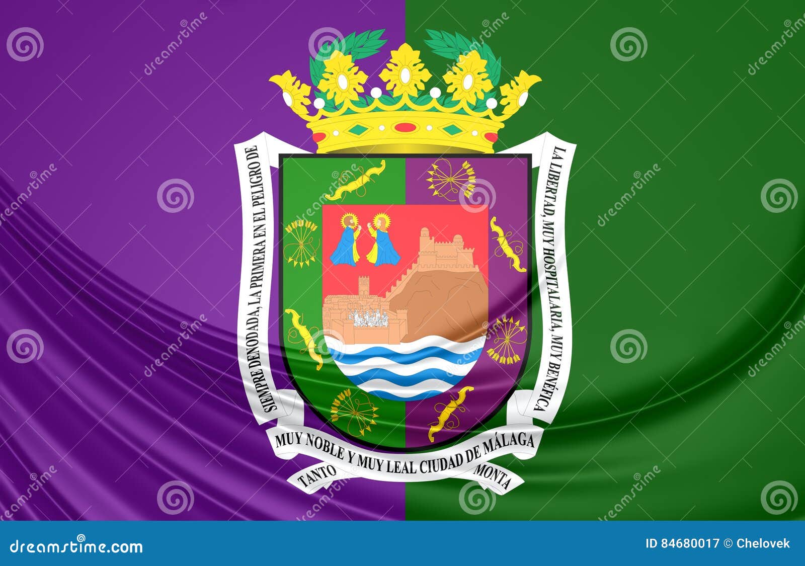 Flag of Malaga City, Spain. Stock Illustration - Illustration of ...