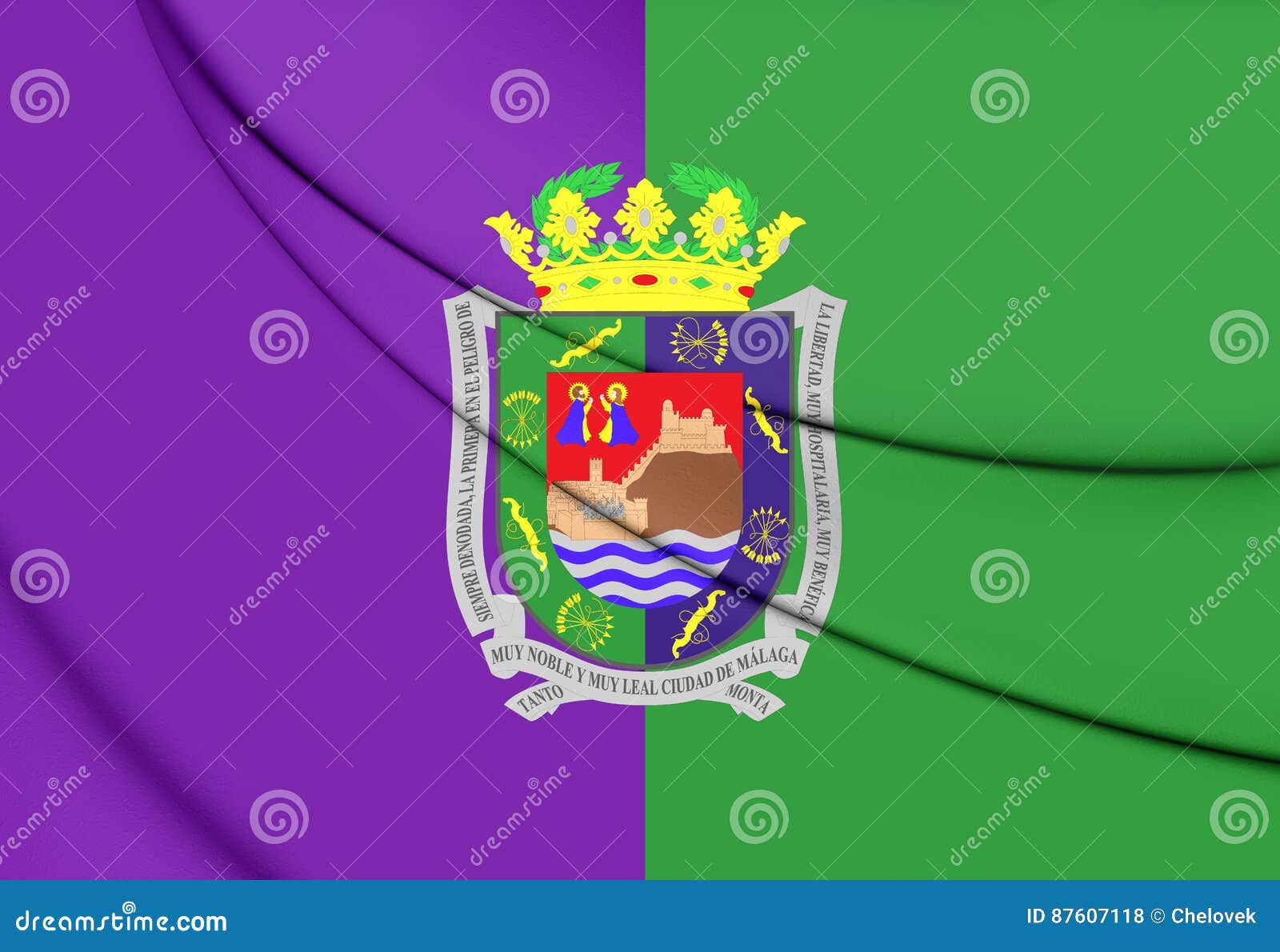 Flag of Malaga City, Spain. Stock Illustration - Illustration of ...