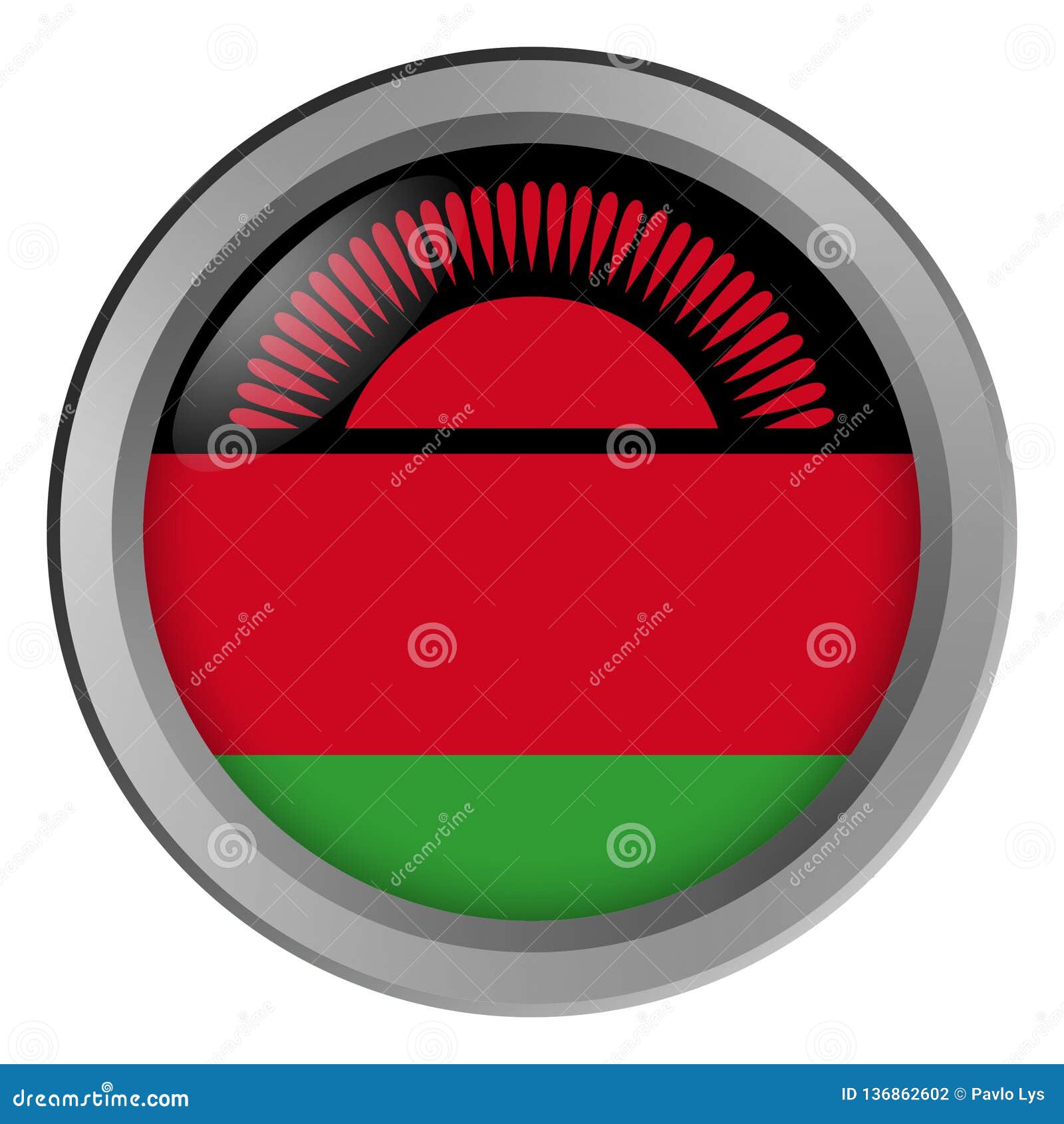 Flag of Malawi Round As a Button Stock Illustration - Illustration of ...