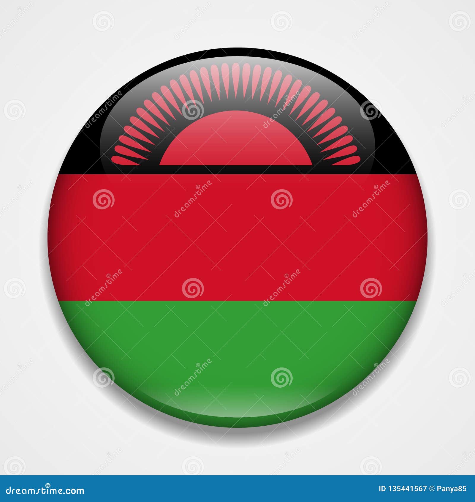 Flag of Malawi. Round Glossy Badge Stock Vector - Illustration of ...