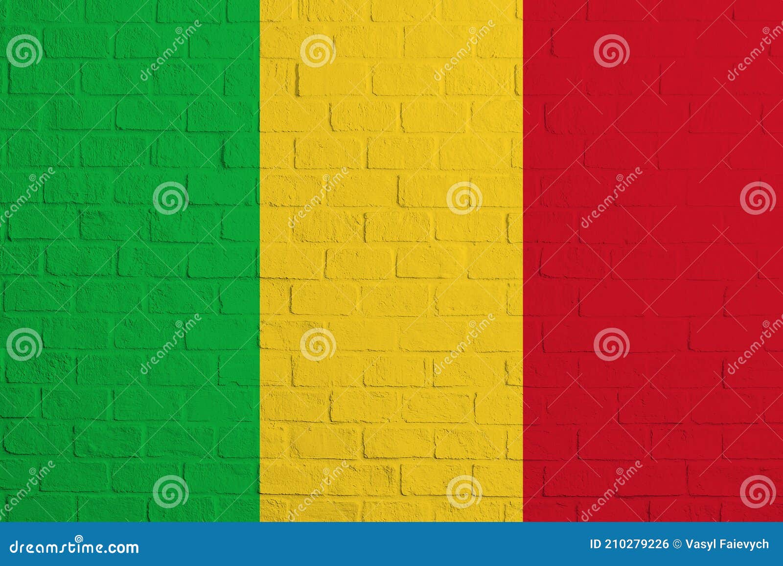 Flag of Mali. Brick Wall Texture of the Flag of Mali Stock Photo ...