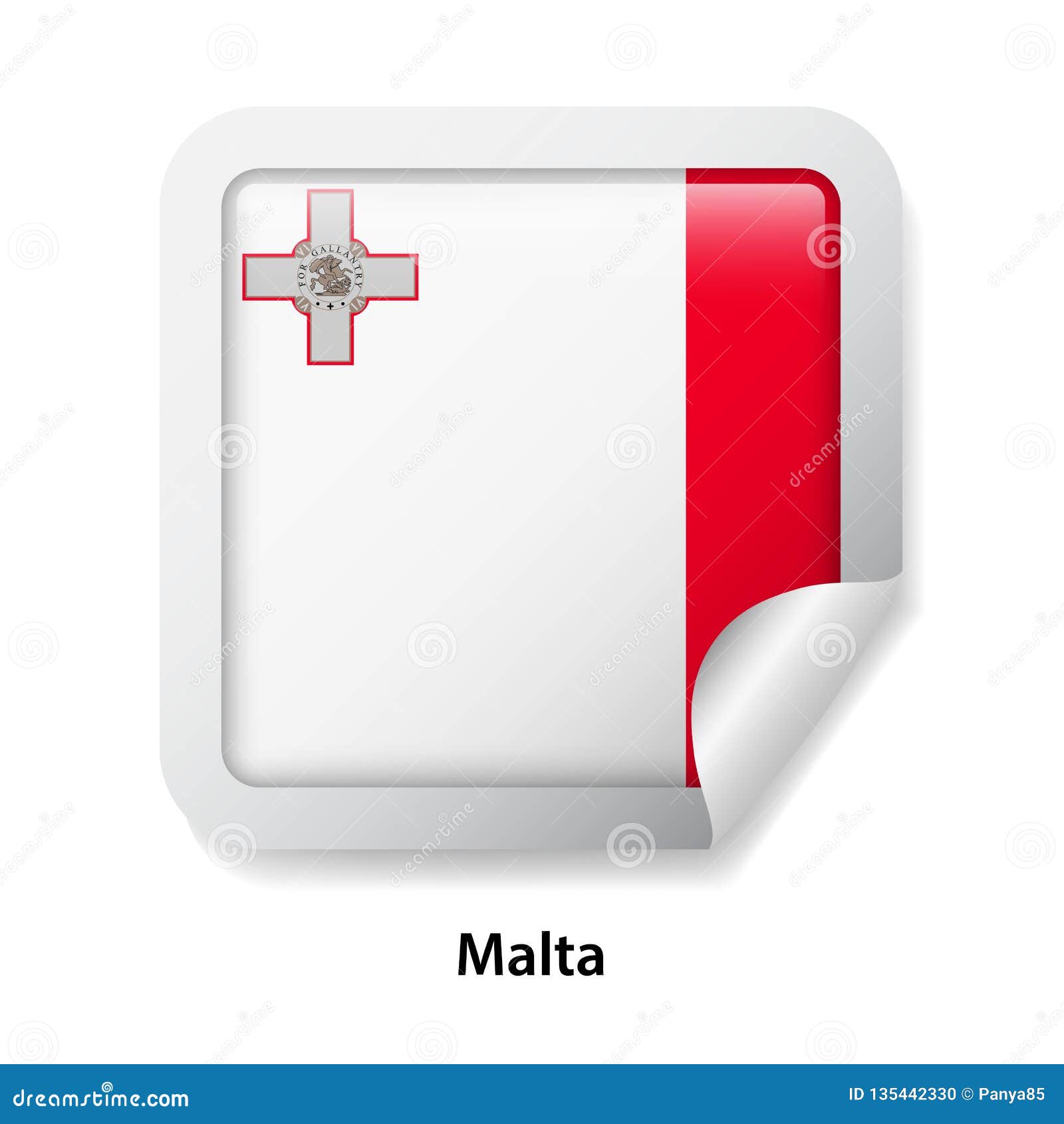 Flag of Malta. Round Glossy Sticker Stock Vector - Illustration of ...
