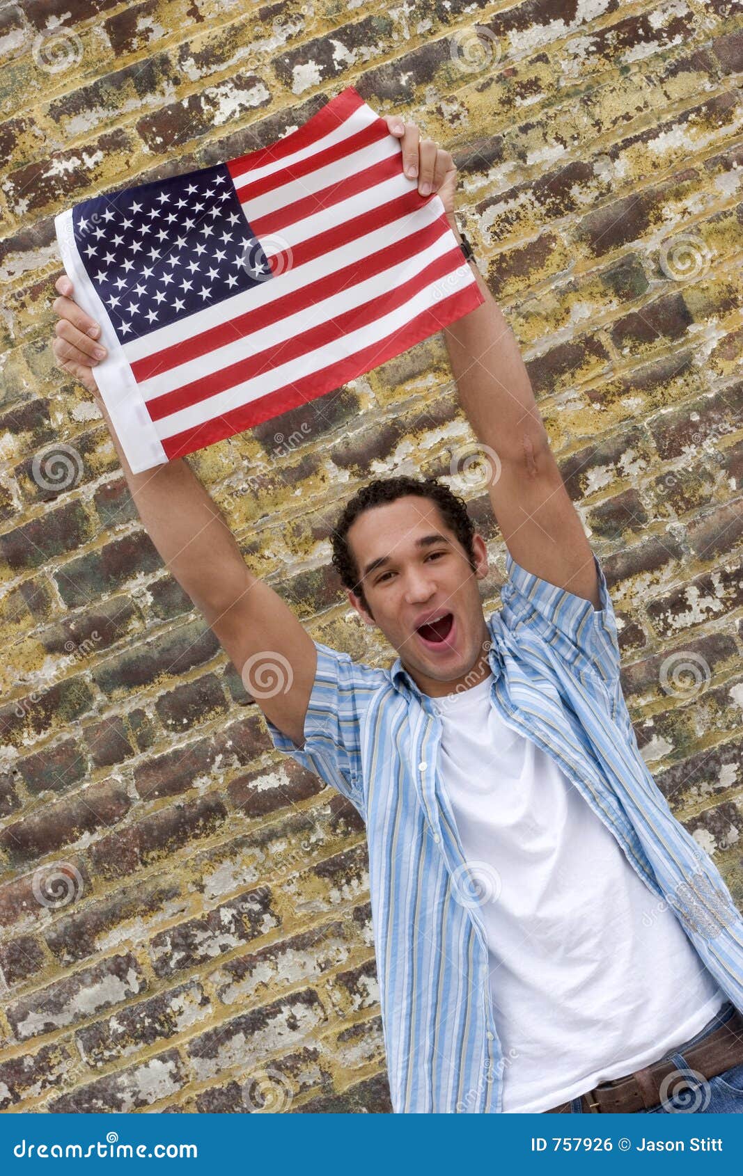 Flag Man stock photo. Image of wall, flag, teen, teens - 757926