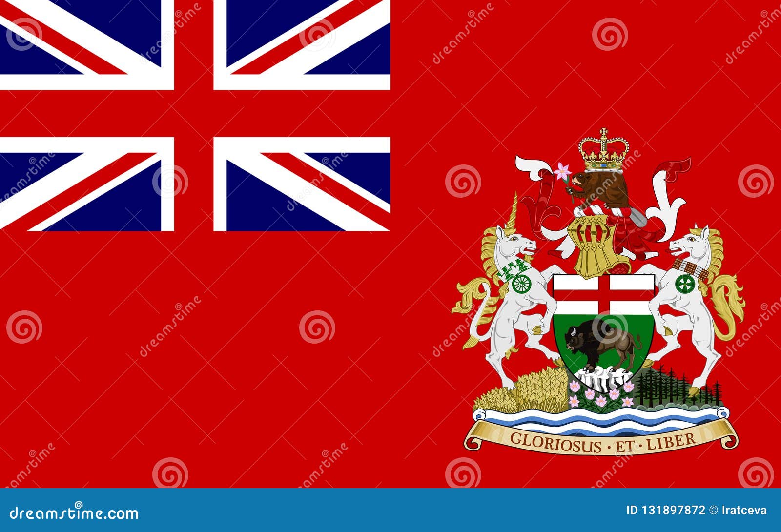 Flag of Manitoba, Canada stock illustration. Illustration of emblem ...
