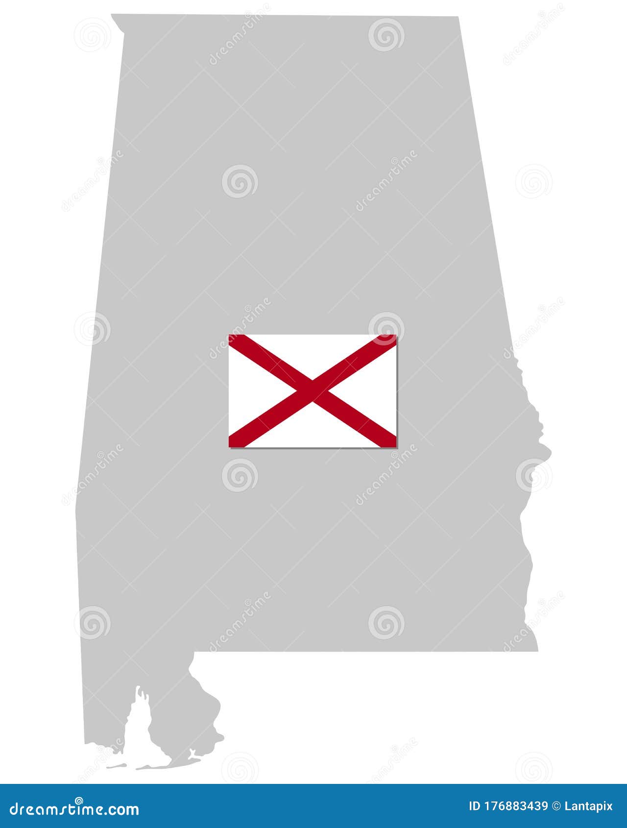 Flag and map of Alabama stock vector. Illustration of banner - 176883439