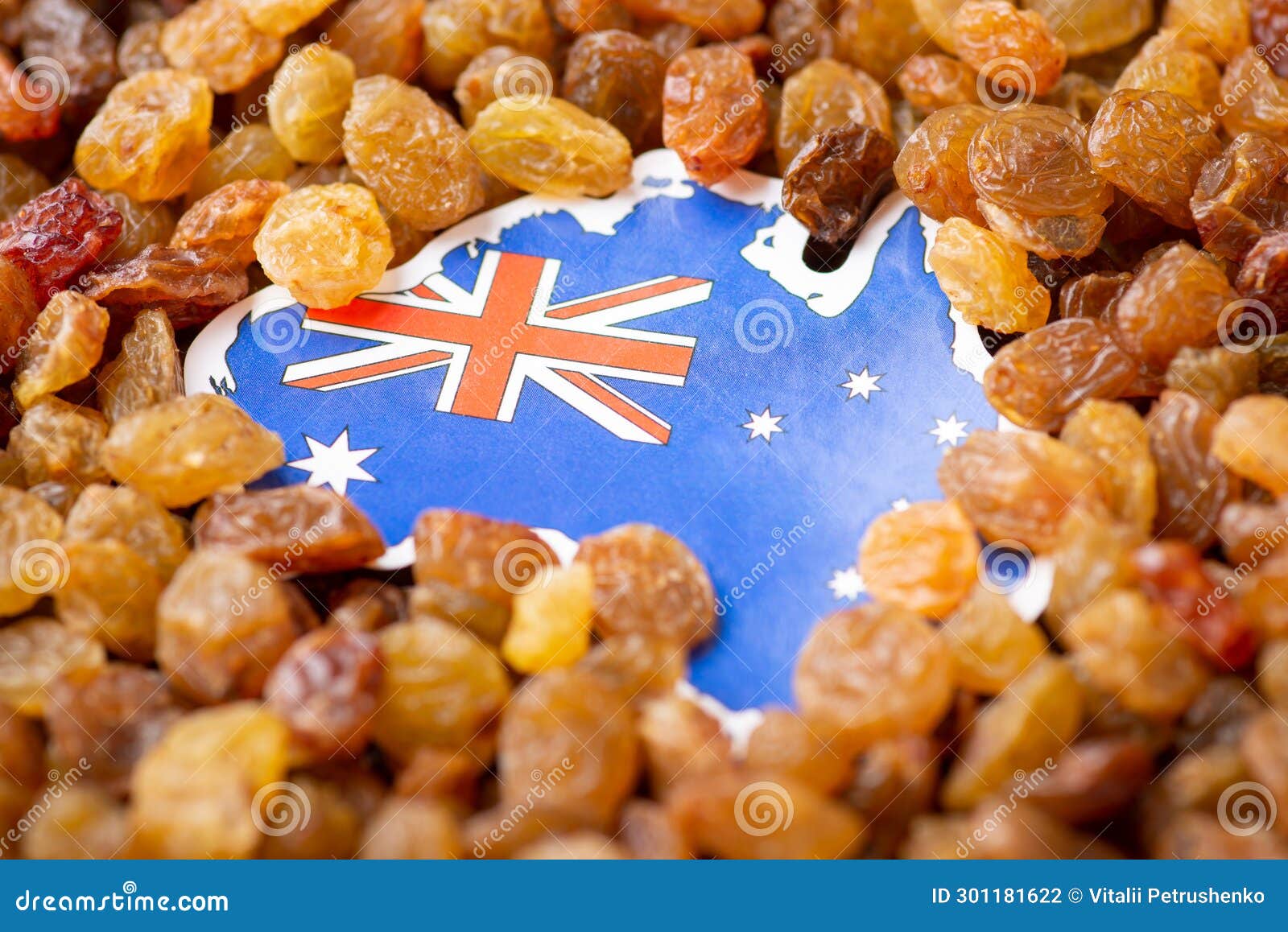 Flag and Map of Australia on Raisins Stock Photo - Image of ingredient ...