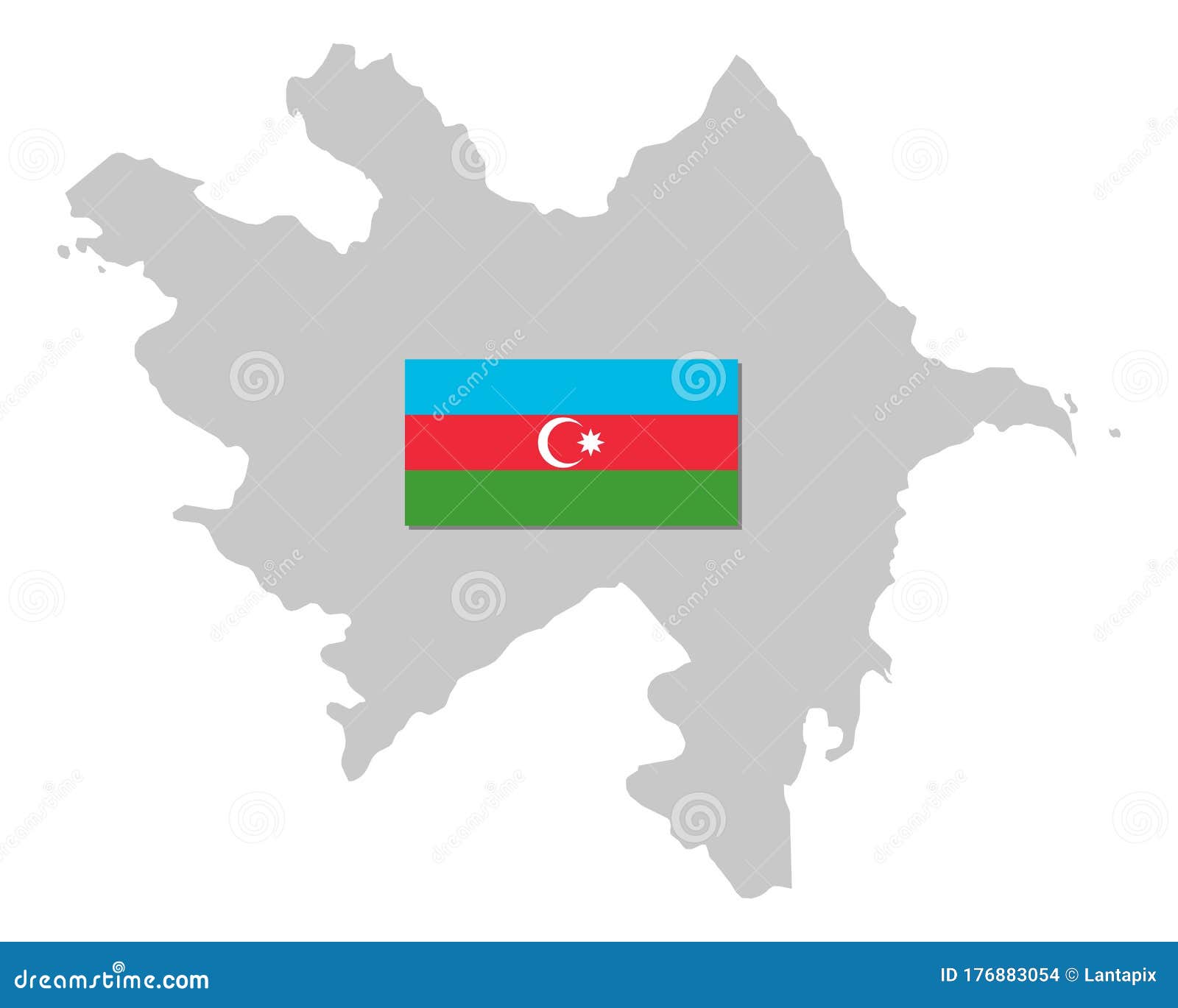Flag and map of Azerbaijan stock vector. Illustration of travel - 176883054