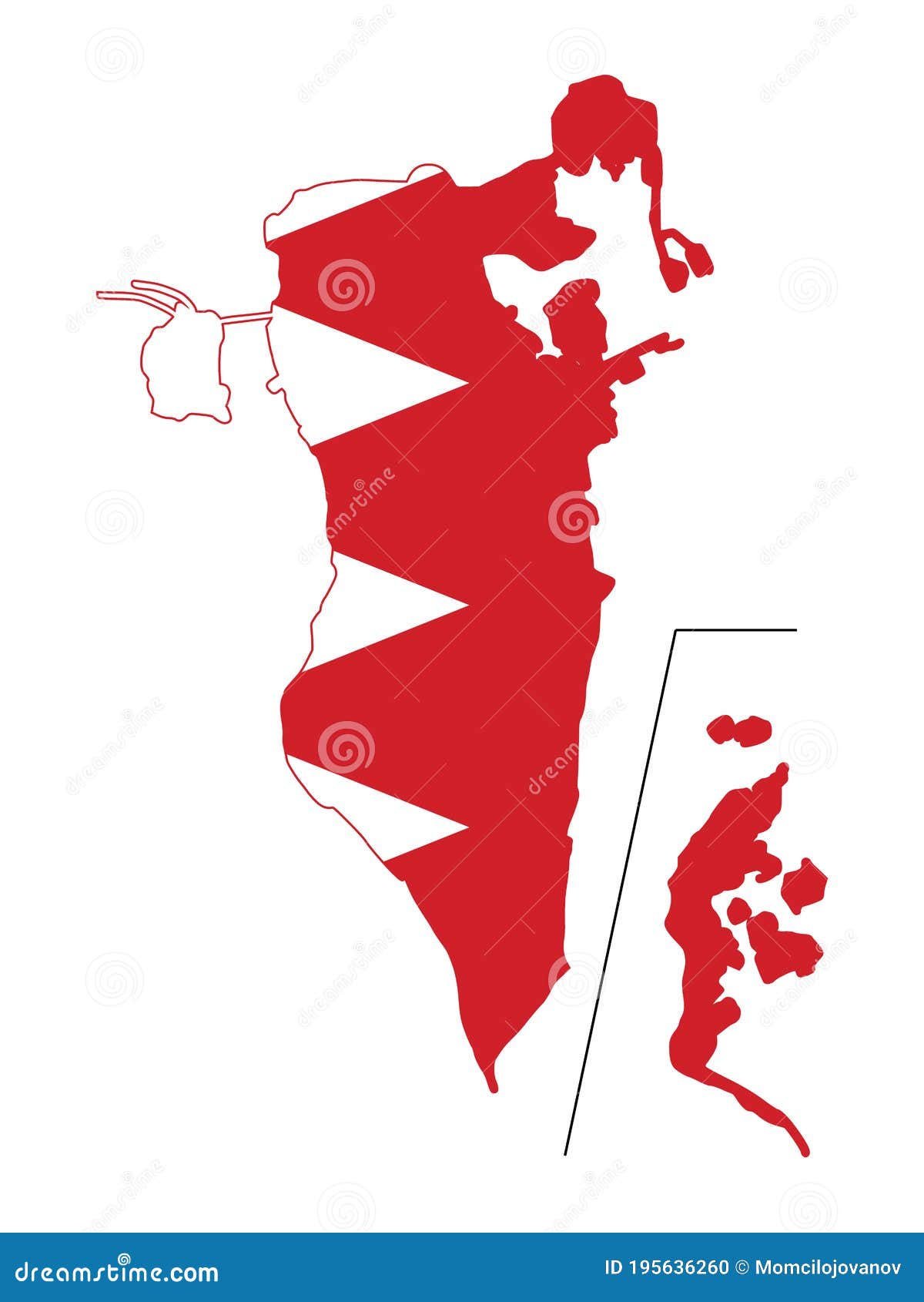 Flag Map of Bahrain stock vector. Illustration of grey - 195636260