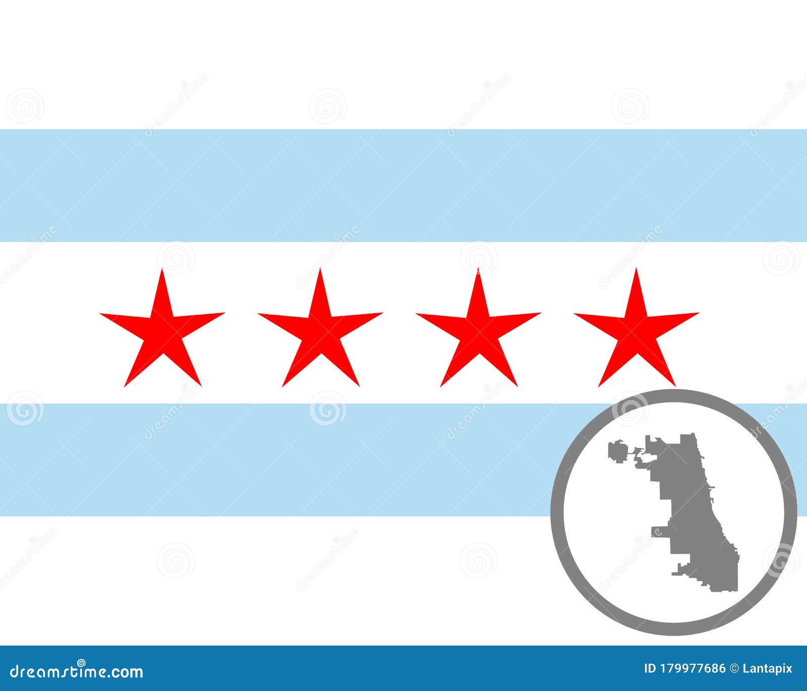 Flag and map of Chicago stock vector. Illustration of colors - 179977686