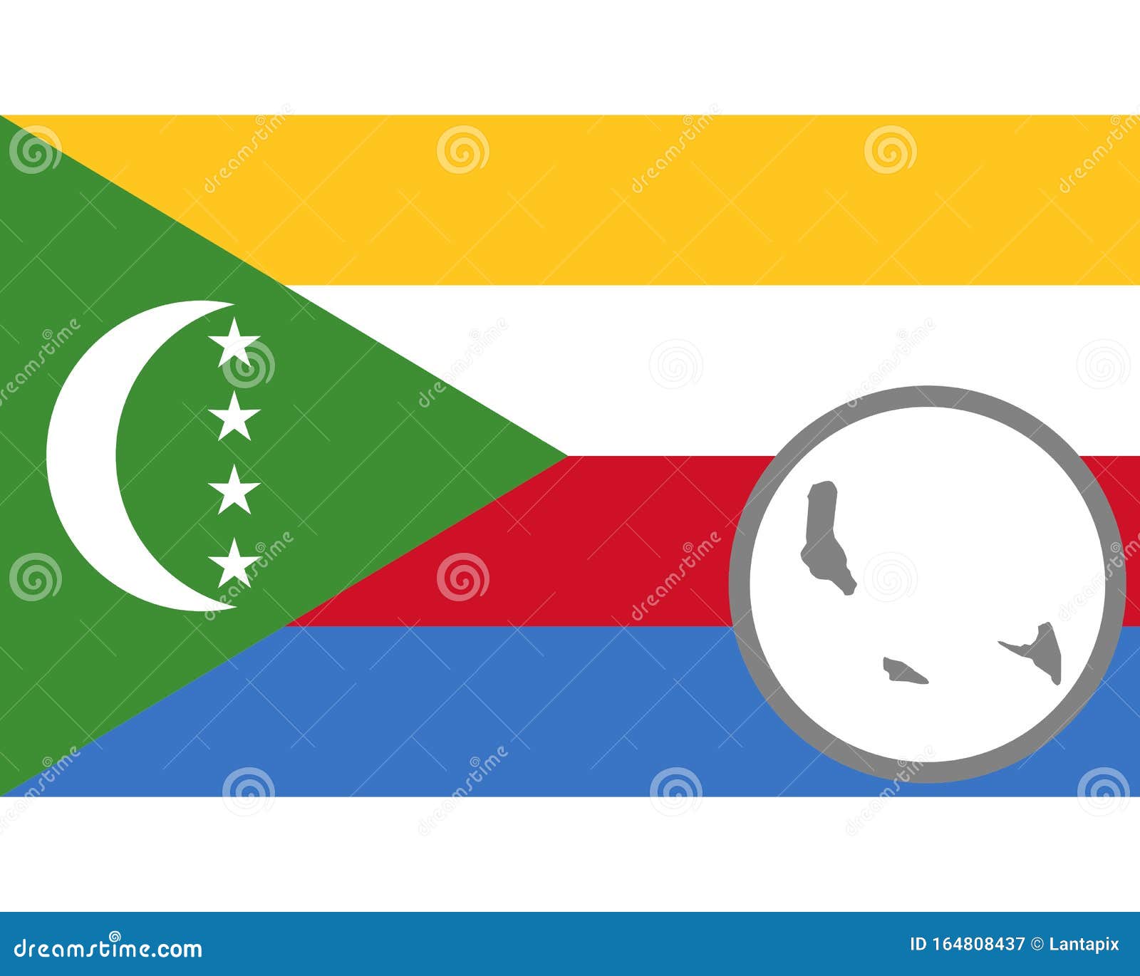 Flag and Map of the Comoros Stock Vector - Illustration of colors ...
