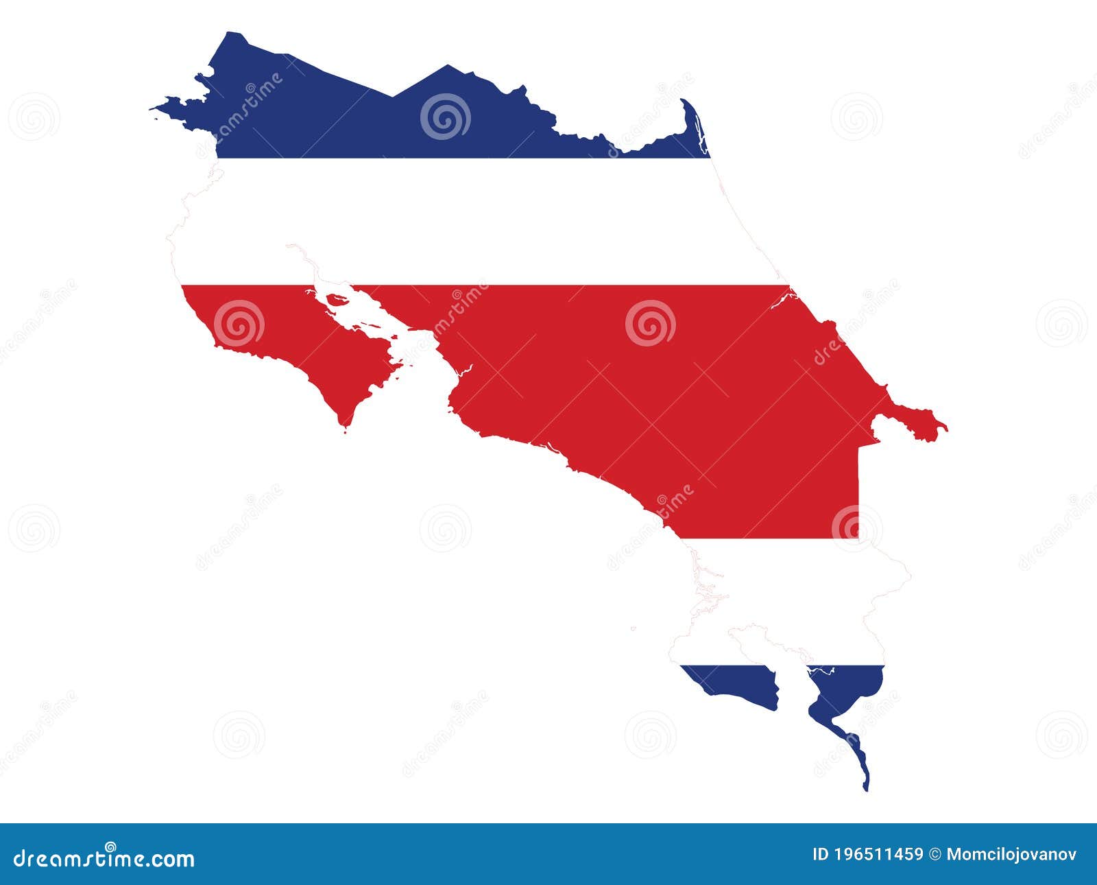 Flag Map of Costa Rica stock vector. Illustration of contour - 196511459
