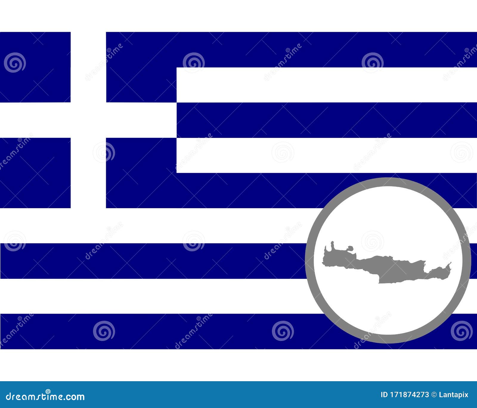 Flag and map of Crete stock vector. Illustration of island - 171874273