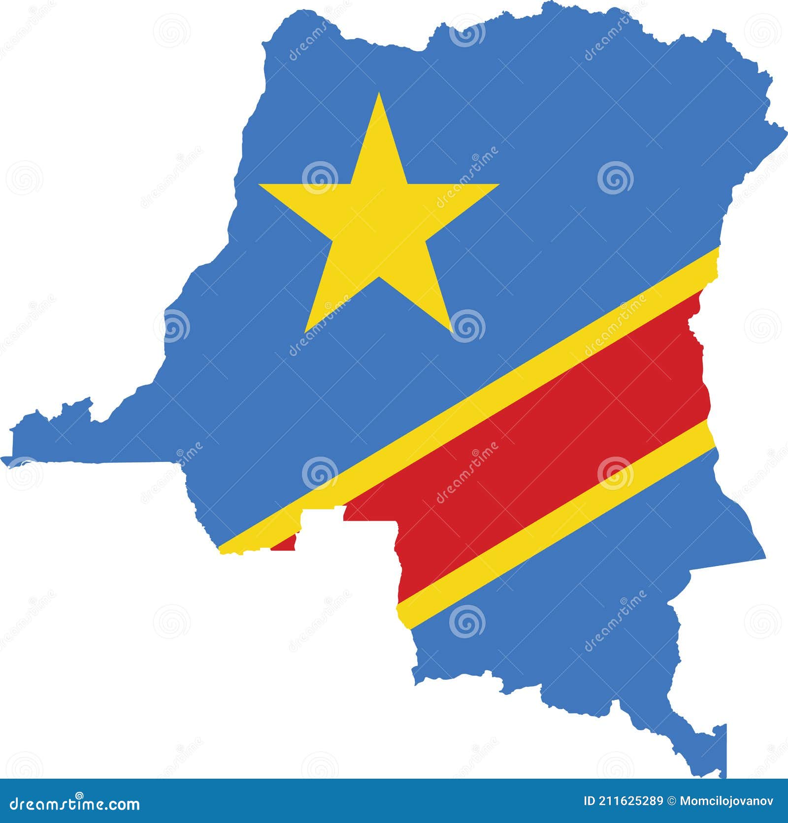 Flag Map The Democratic Republic Of The Congo Stock Vector