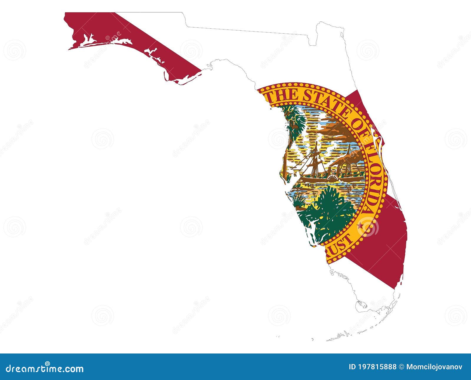 Flag Map of Florida stock vector. Illustration of america - 197815888