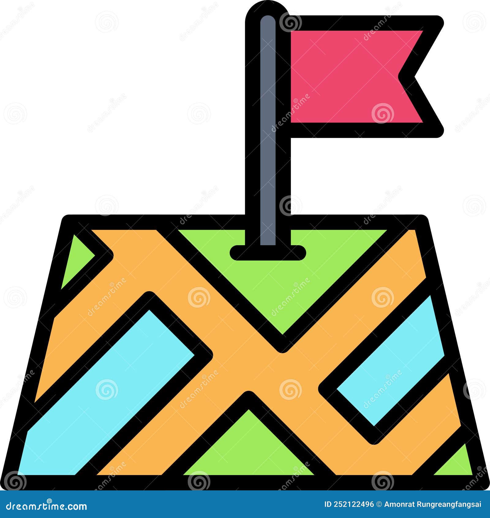 Flag on Map Icon, Location Map and Navigation Vector Stock Vector ...