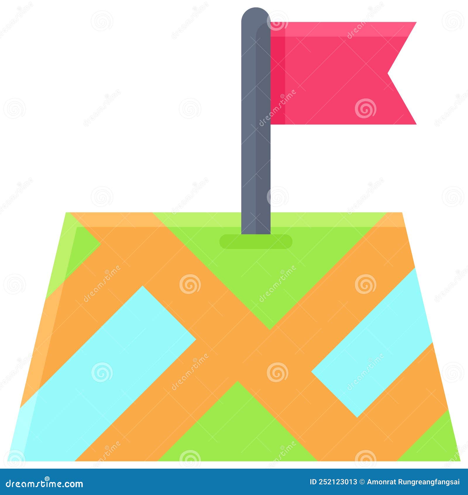 Flag on Map Icon, Location Map and Navigation Vector Stock Vector ...