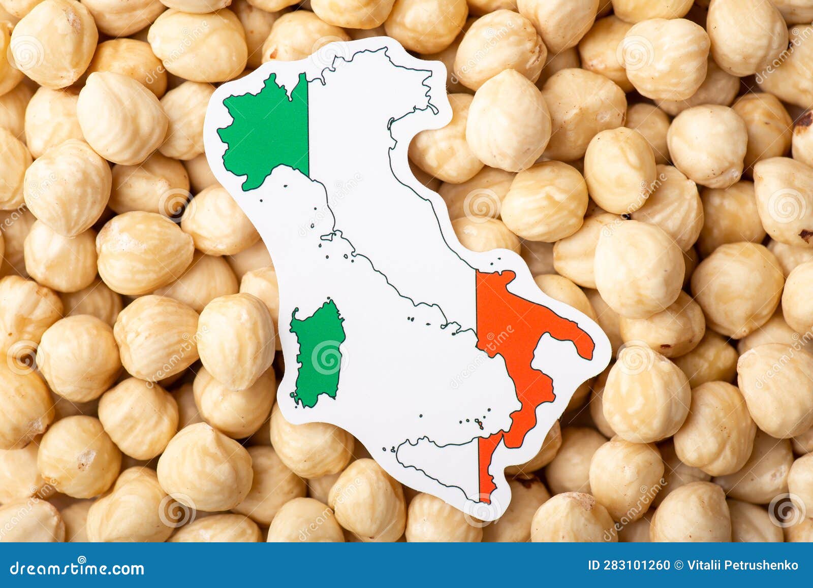 Flag and Map of Italy on Hazelnut Stock Photo - Image of country ...