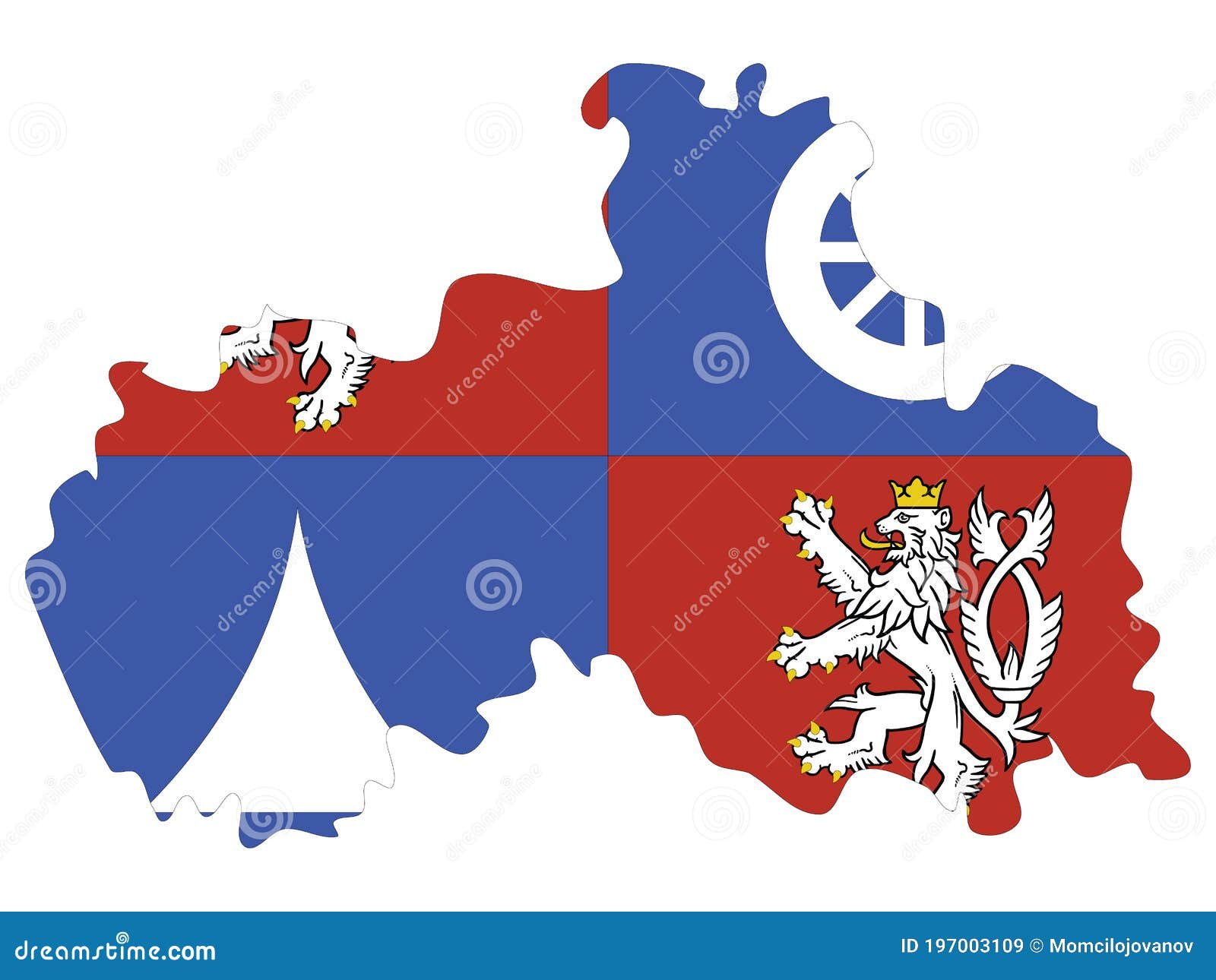 Flag Map of Liberec Region stock vector. Illustration of ...