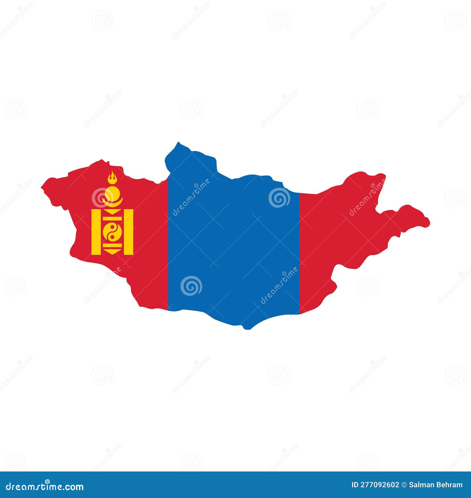 Flag map of Mongolia stock vector. Illustration of sticker - 277092602