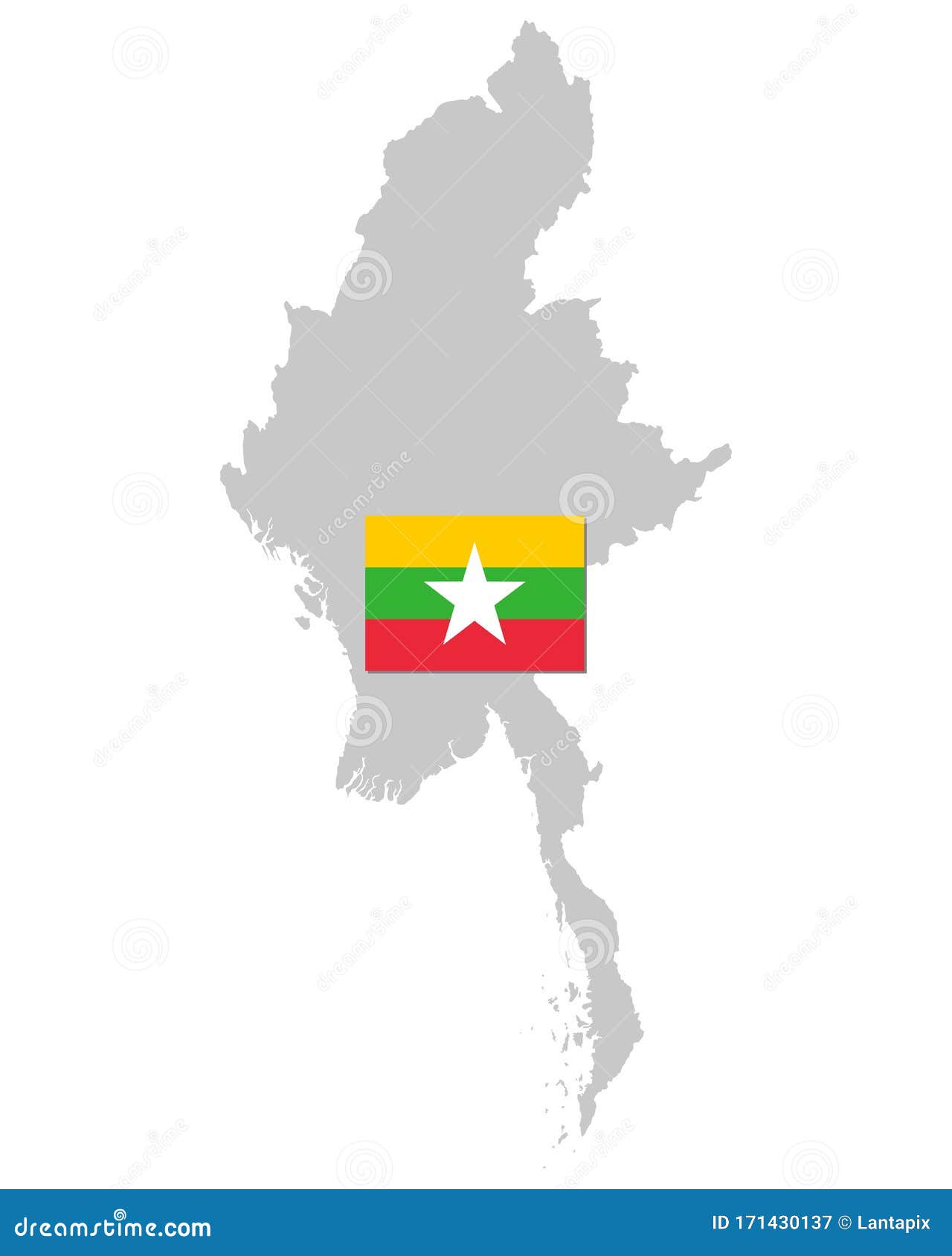 Flag and map of Myanmar stock vector. Illustration of colors - 171430137