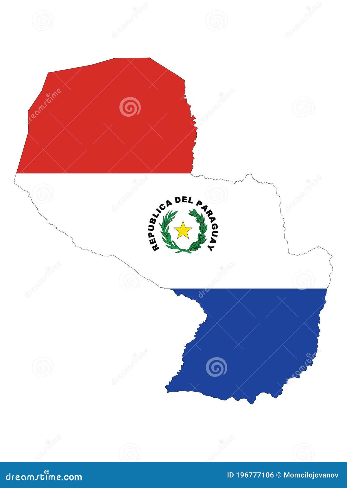 Flag Map of Paraguay stock vector. Illustration of paraguay - 196777106