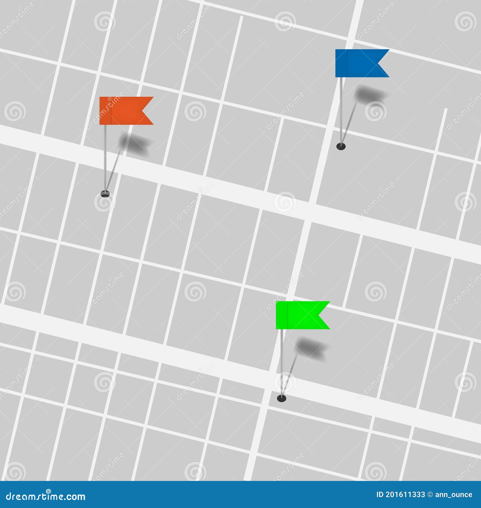 Flag Map Pins On Scheme, Tacks For Color Coding And Categorizing Vector ...