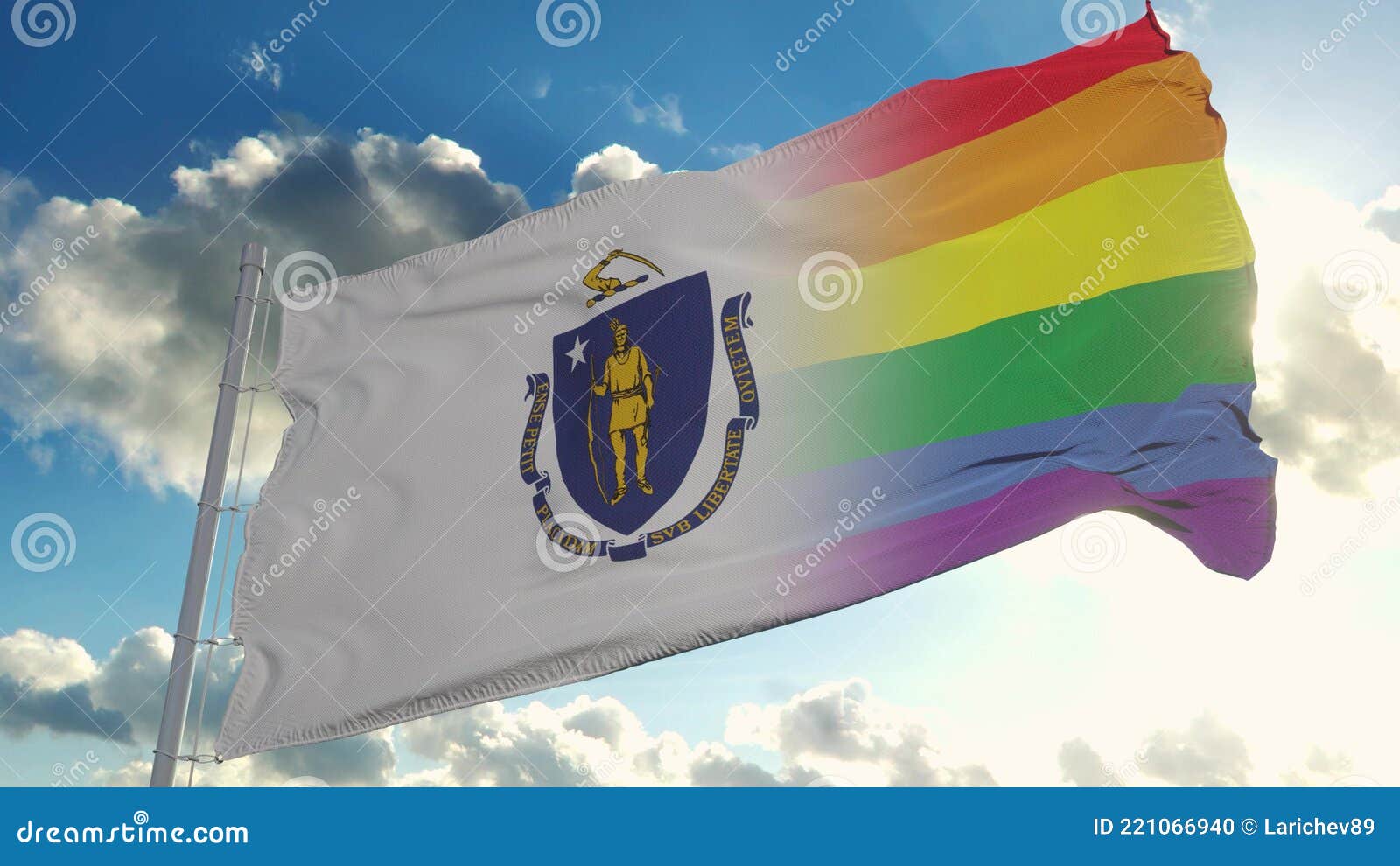 Flag of Massachusetts and LGBT. Massachusetts and LGBT Mixed Flag ...