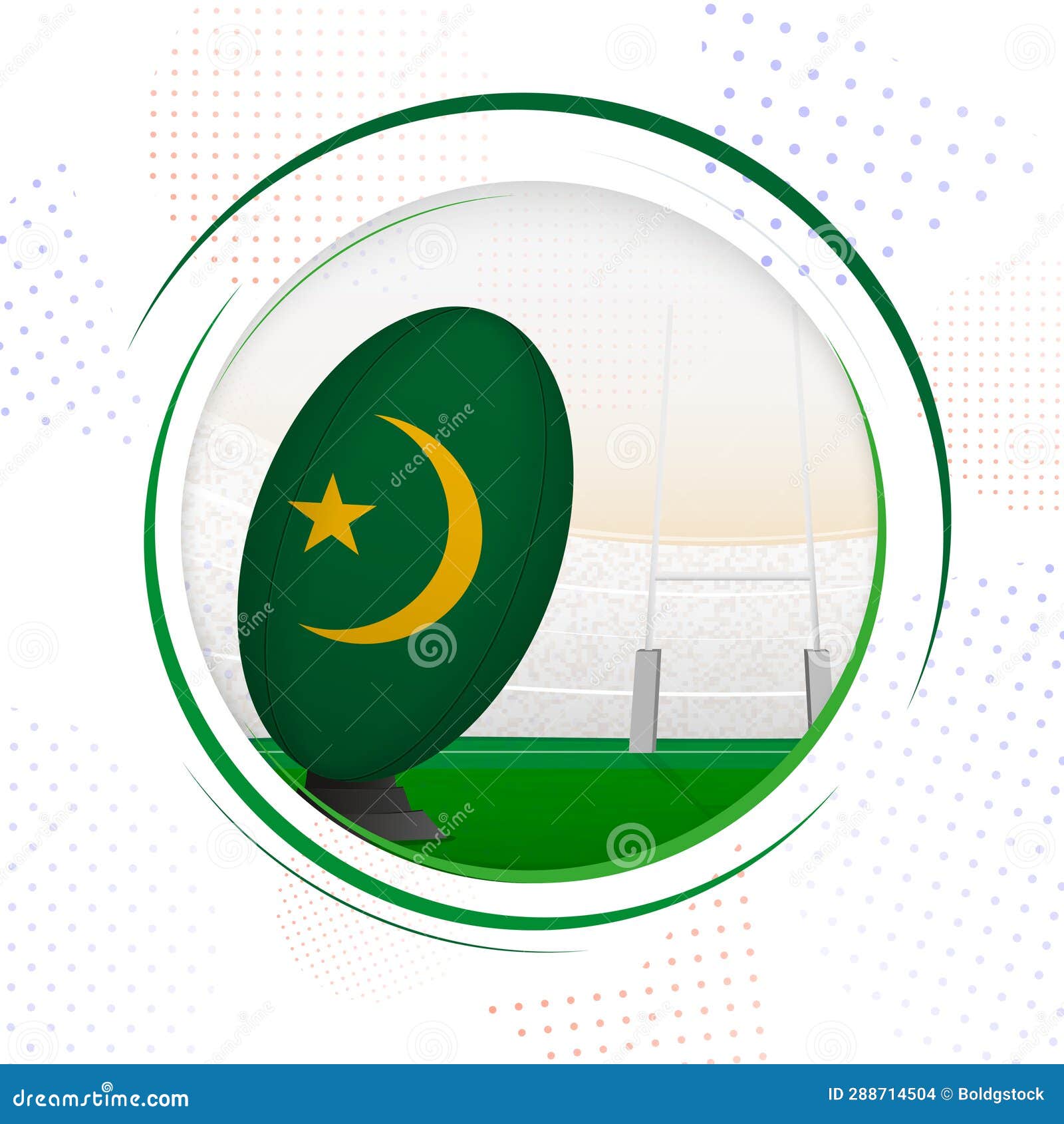 Flag Of Mauritania On Rugby Ball Round Rugby Icon With Flag Of
