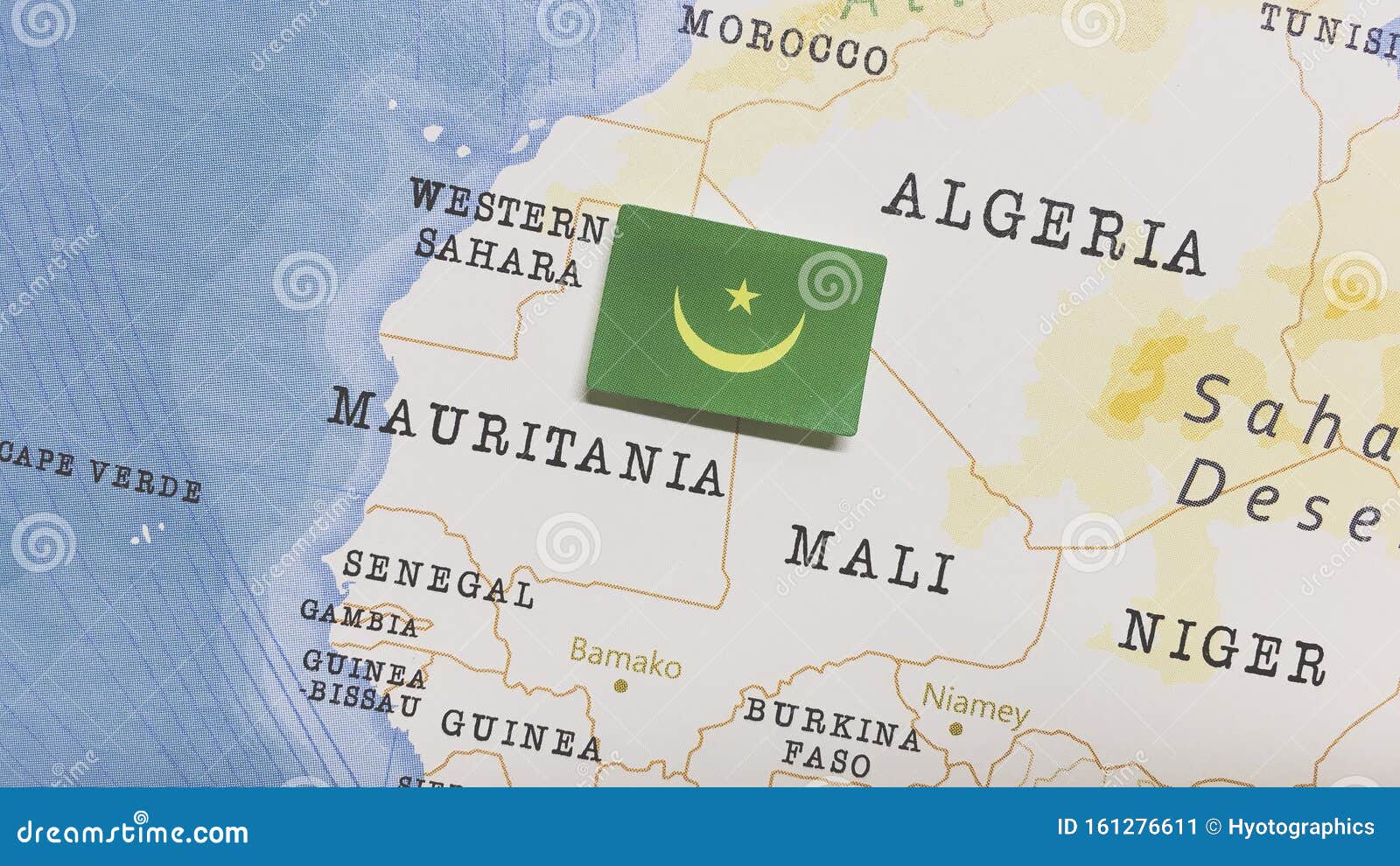 The Flag of Mauritania in the World Map Stock Image - Image of capital ...