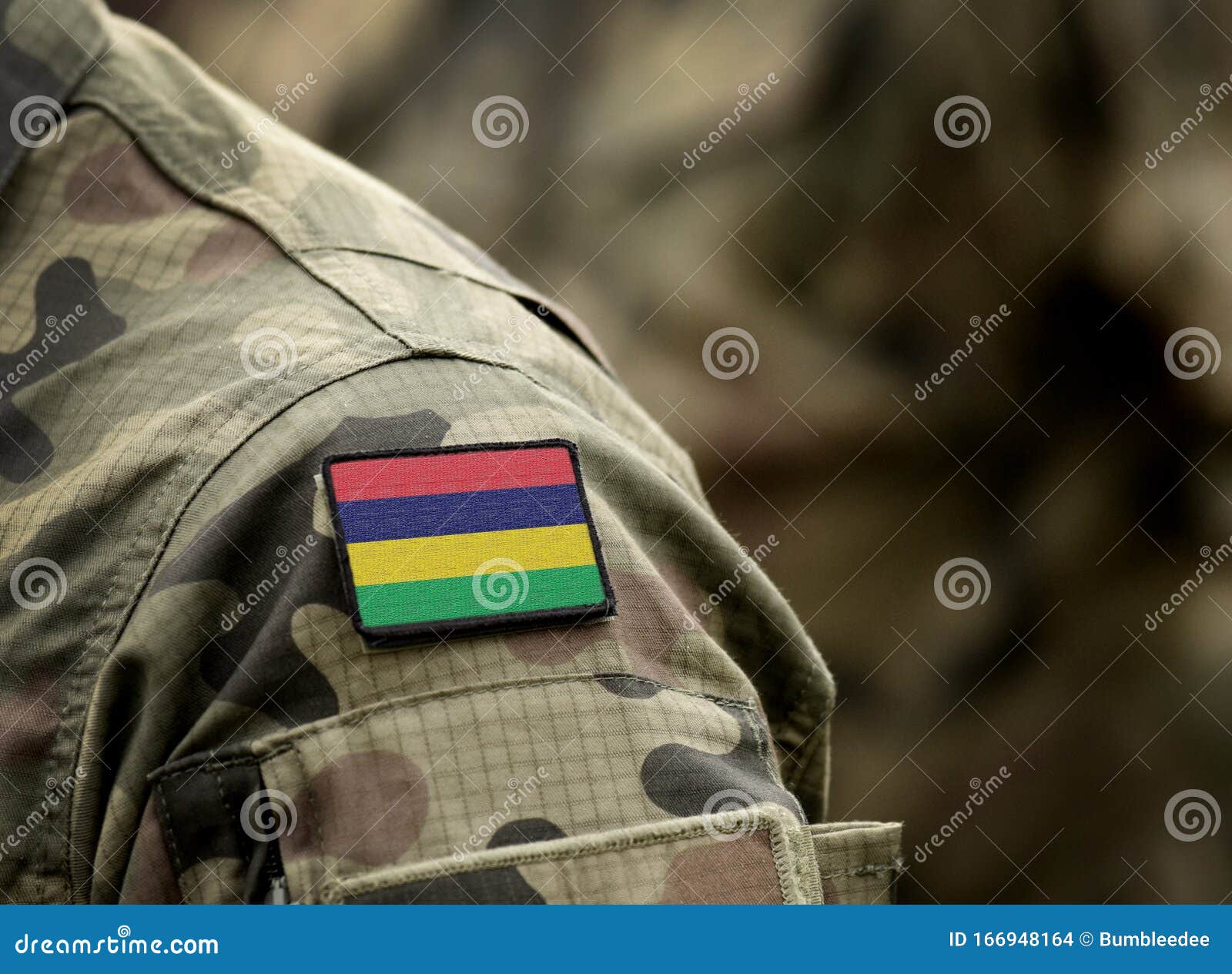 Flag of Mauritius on Military Uniform. Republic of Mauritius Stock ...