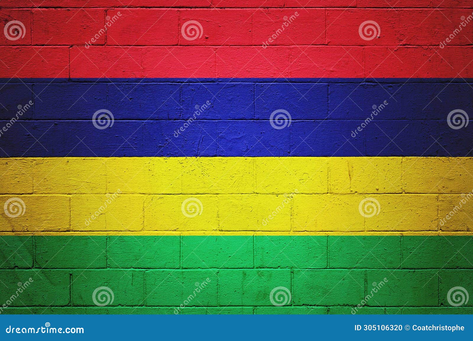 Flag of Mauritius Painted on a Wall Stock Illustration - Illustration ...