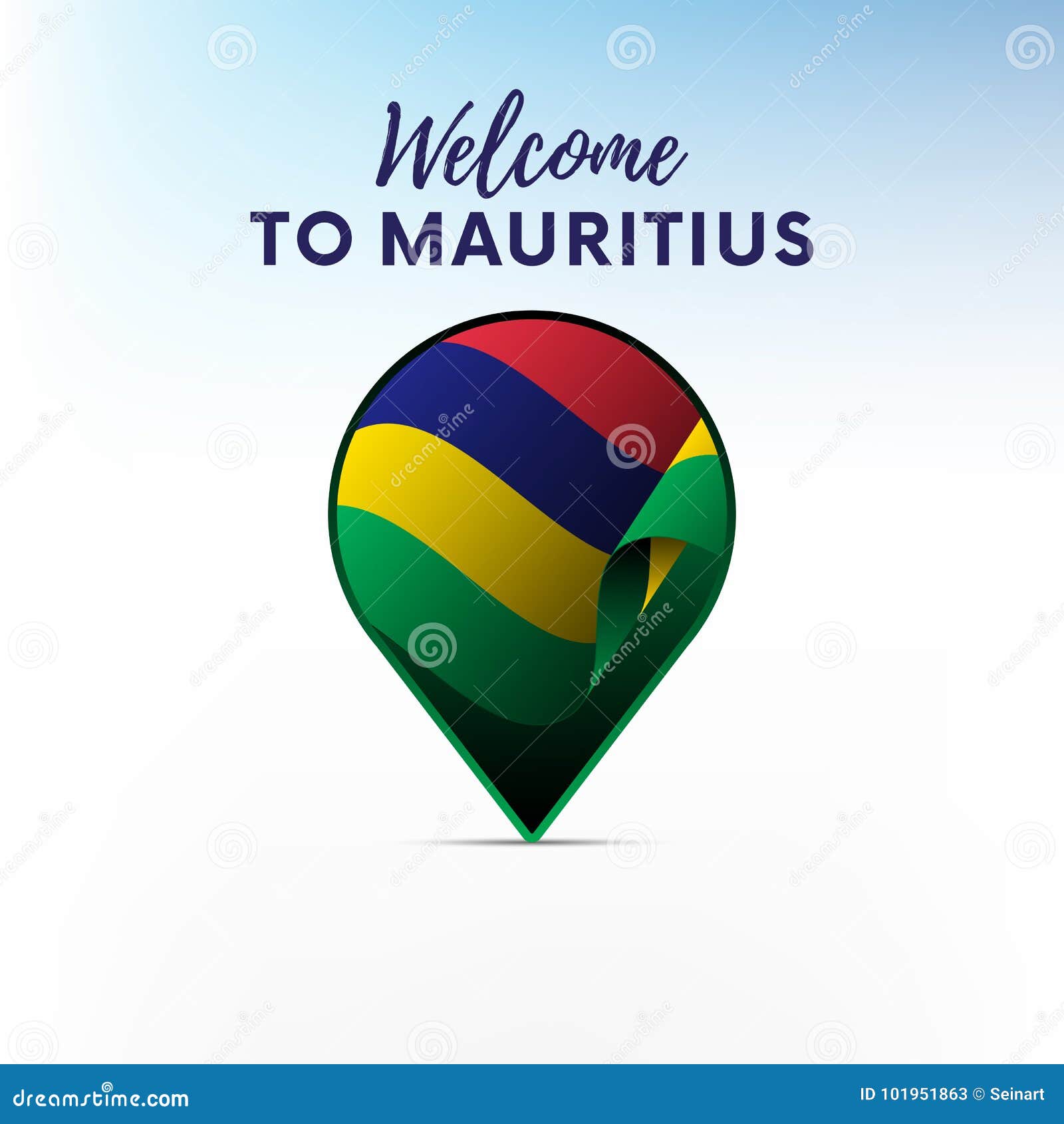 Flag of Mauritius in Shape of Map Pointer or Marker. Welcome To ...