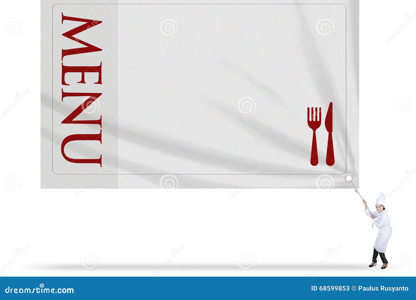 Flag of Menu and Female Chef Stock Illustration - Illustration of ...