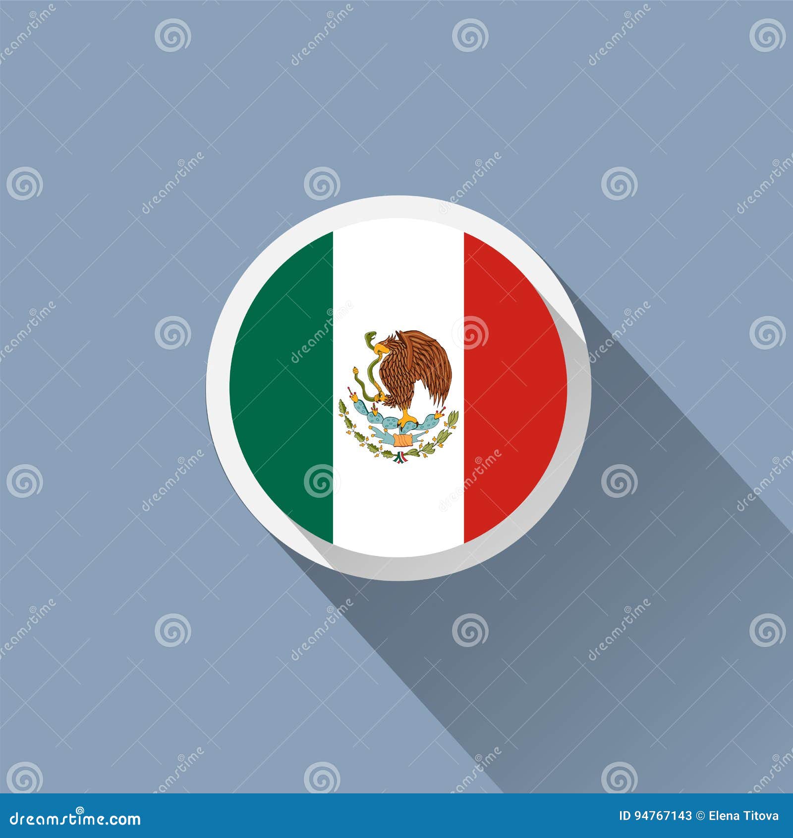 Flag of Mexico. Mexican Round Flat Button Stock Vector - Illustration ...