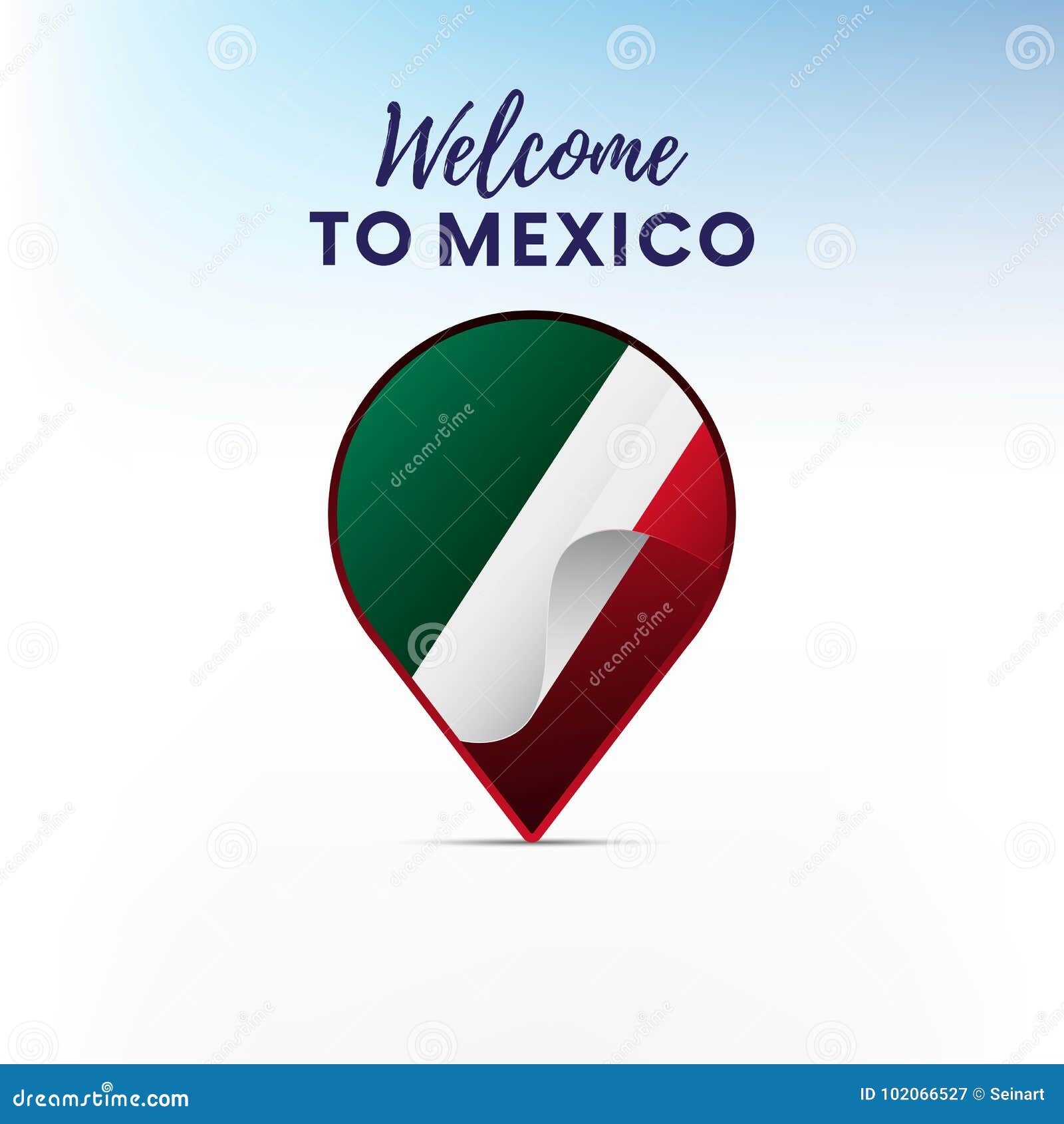 Flag of Mexico in Shape of Map Pointer or Marker. Welcome To Mexico ...