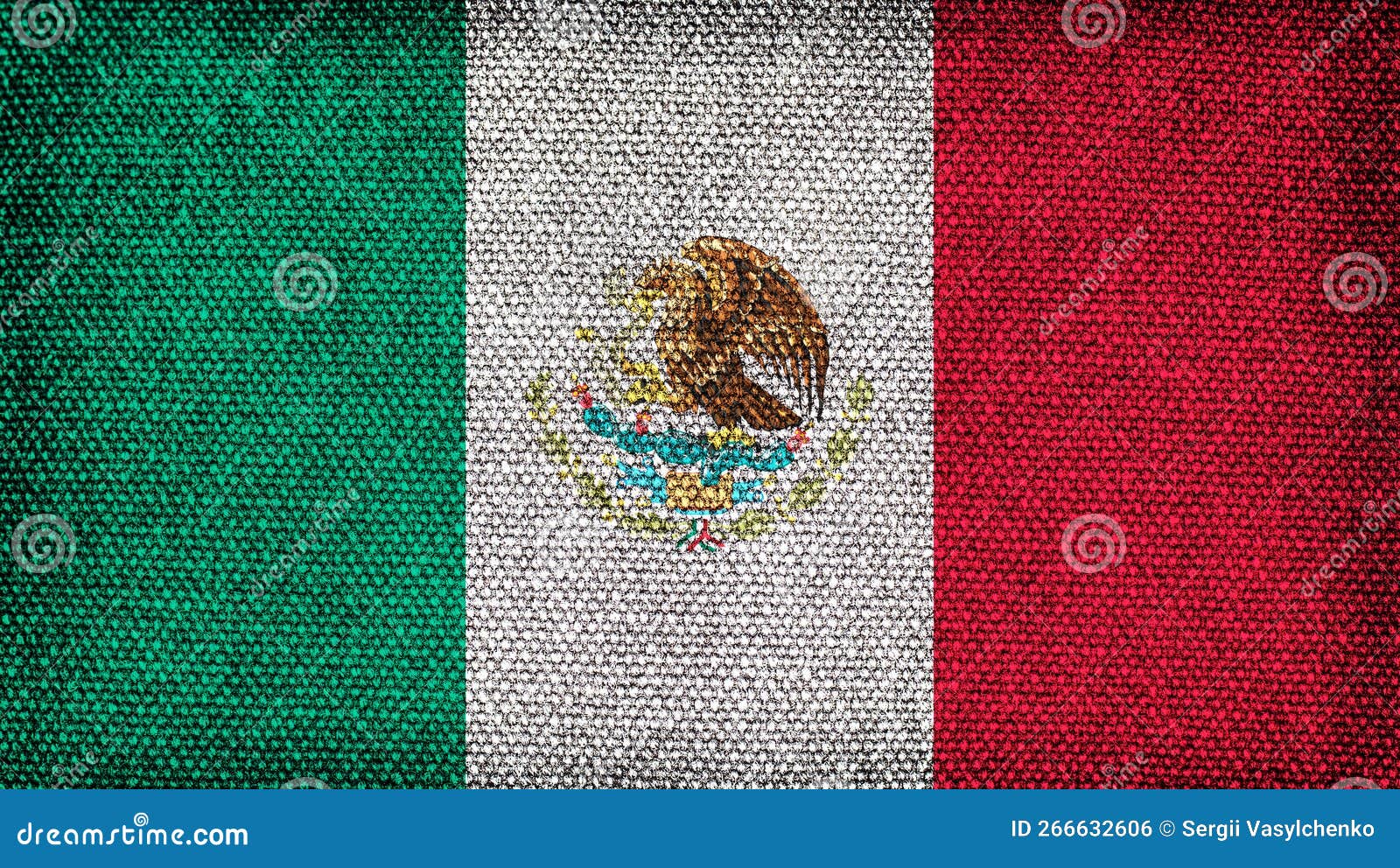 Flag of Mexico with the Texture of Rough Fabric. Stock Photo - Image of ...